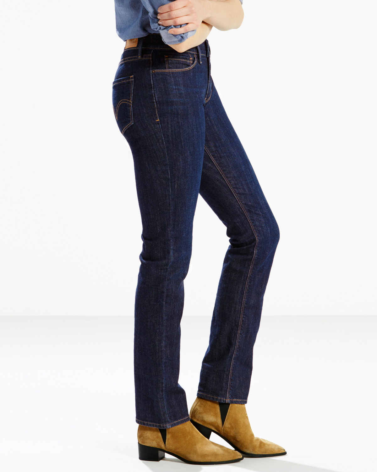 Levis Womens 525 Blue Springs Perfect Waist Straight Leg Jeans Boot
