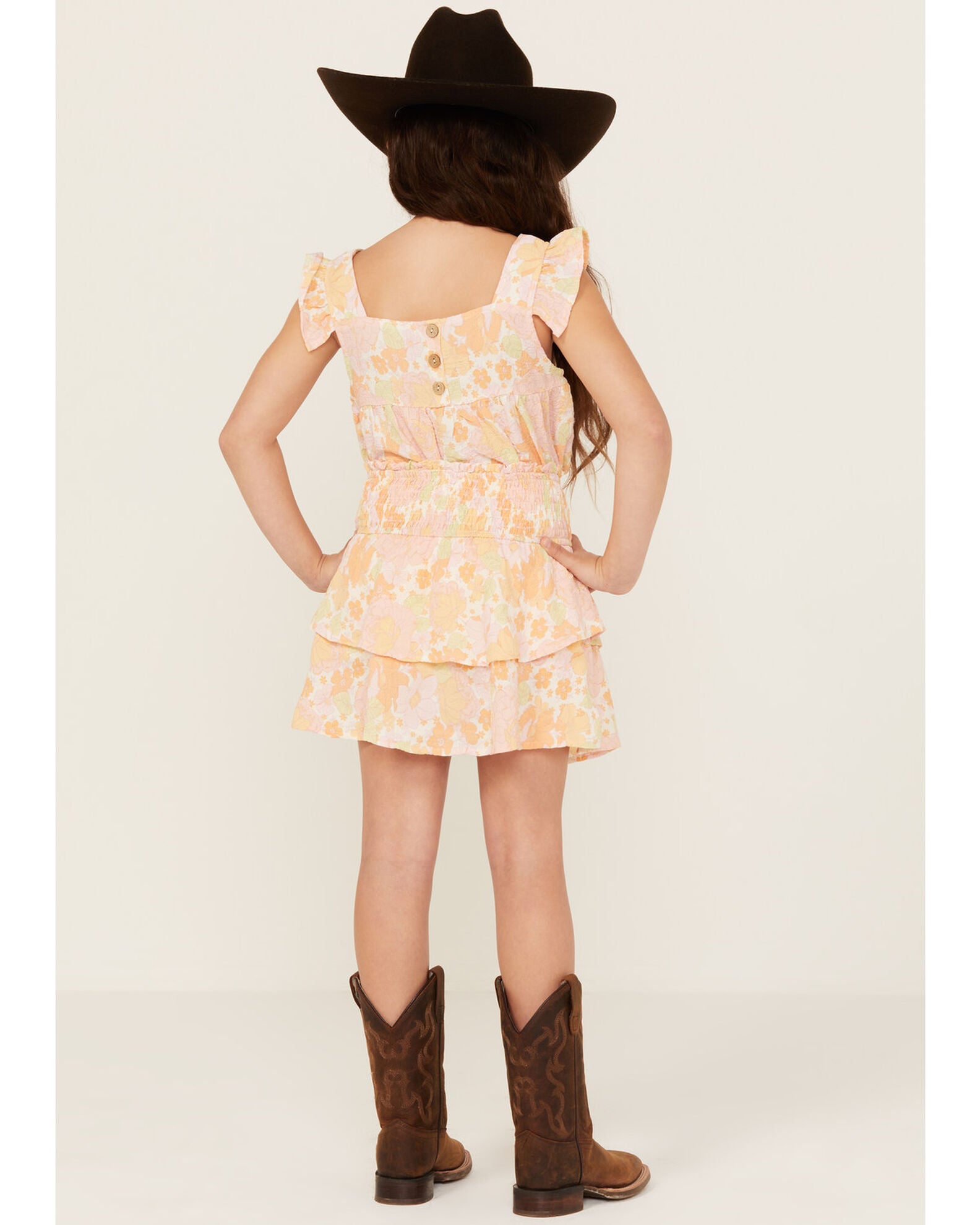 Hayden LA Girls' Pale Print Ruffle Skirt, Yellow