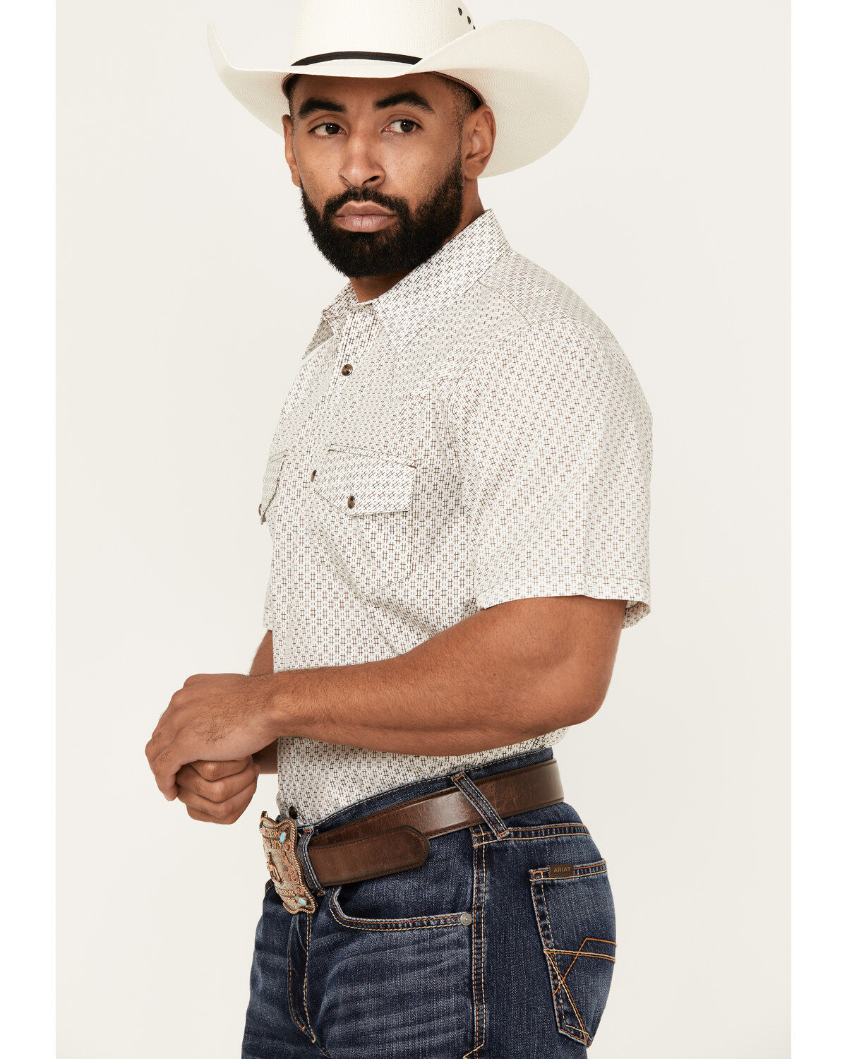 Gibson Trading Co Mens Moonlight Geo Print Short Sleeve Snap Western
