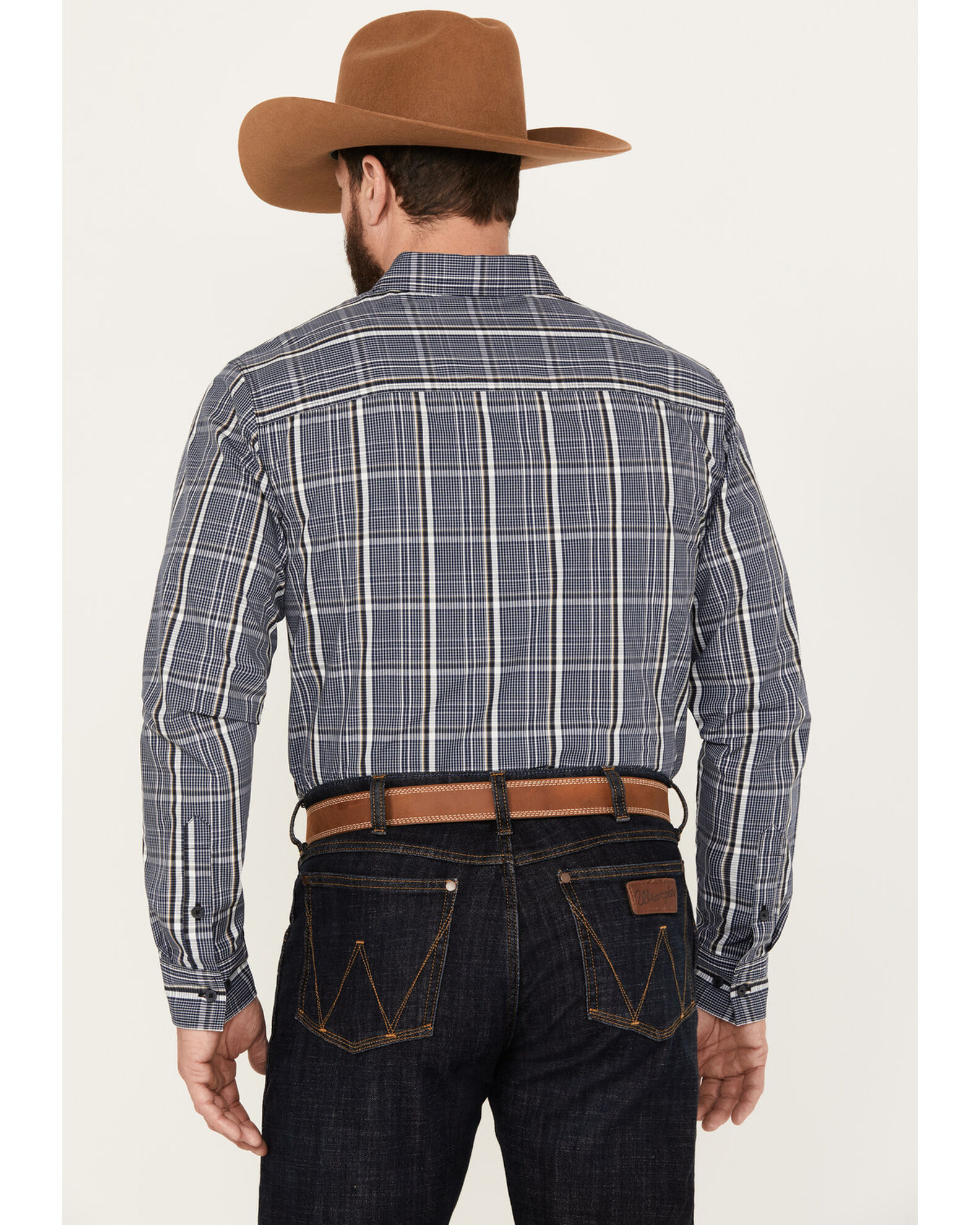 Gibson Trading Co Men's Night Watch Plaid Print Long Sleeve Button-Down Western Shirt, Navy