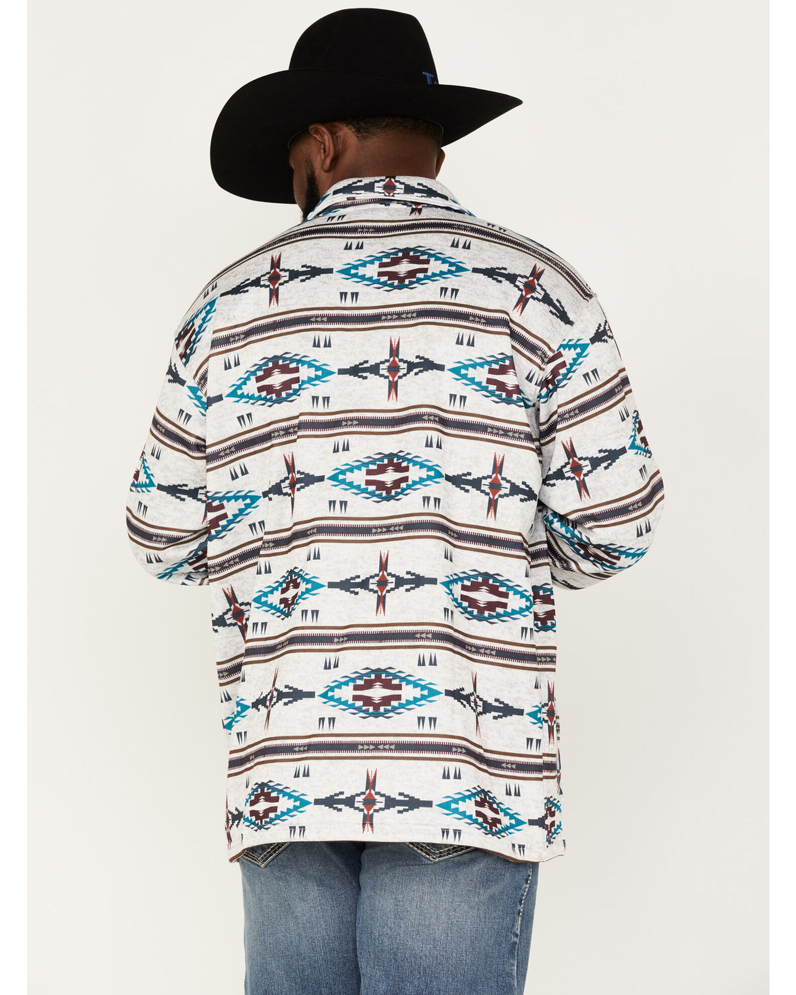 Ariat Mens Caldwell Southwestern Print Shacket Light Grey