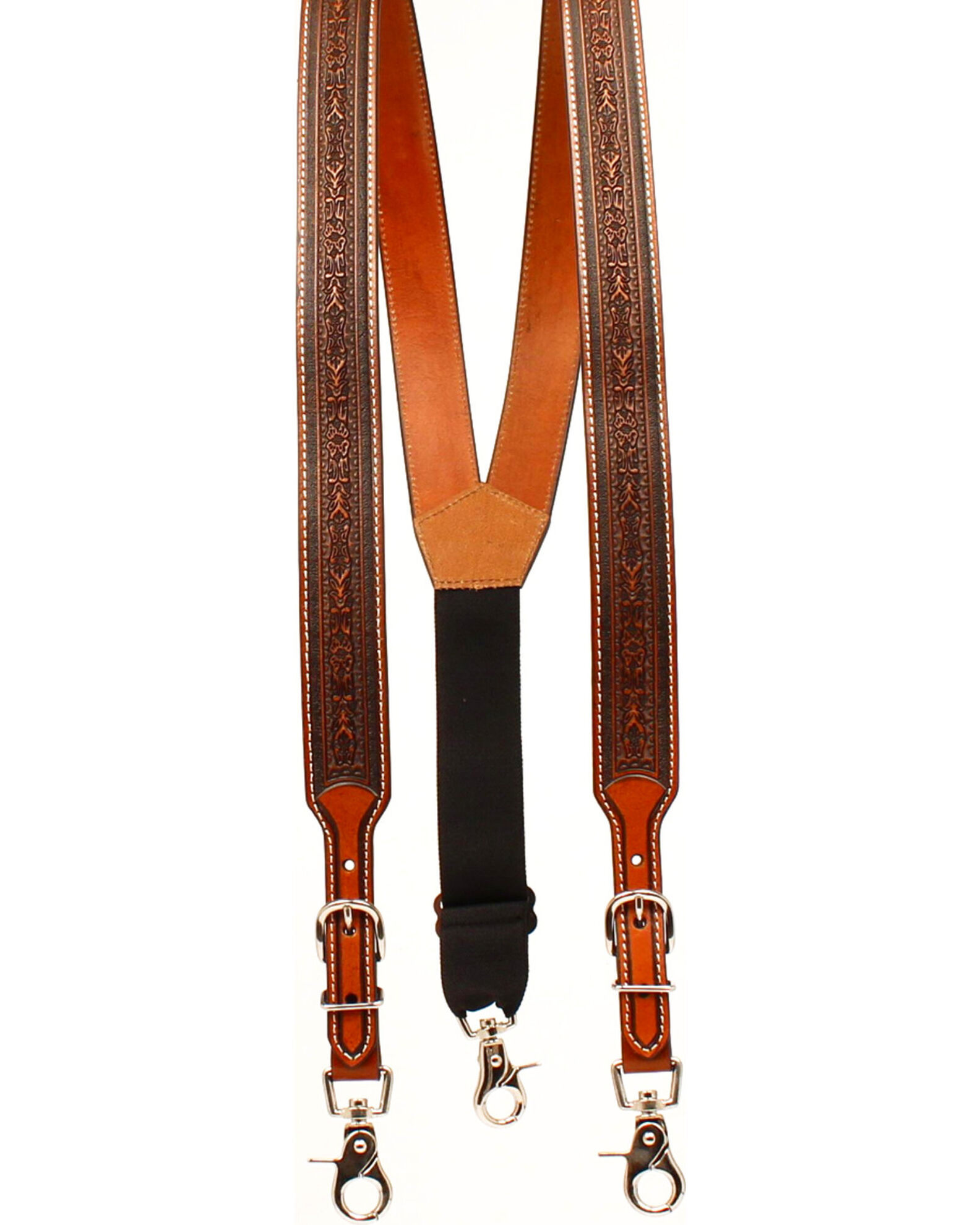 Nocona Men's Tooled Suspenders, Tan