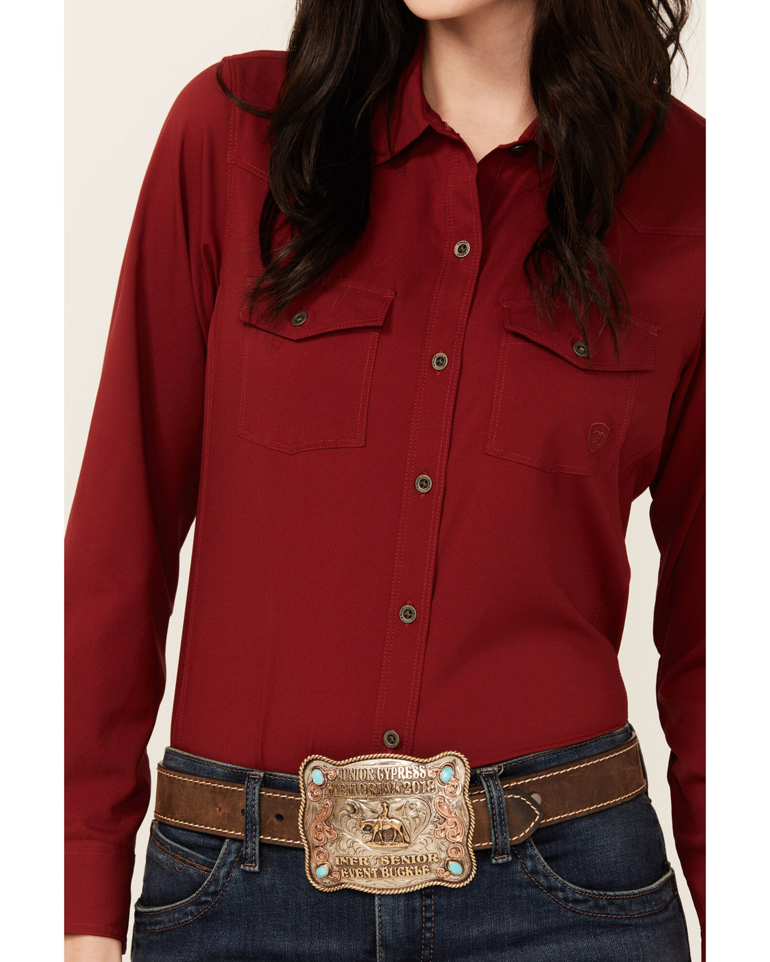 Ariat Womens Venttek Long Sleeve Button Down Stretch Western Shirt