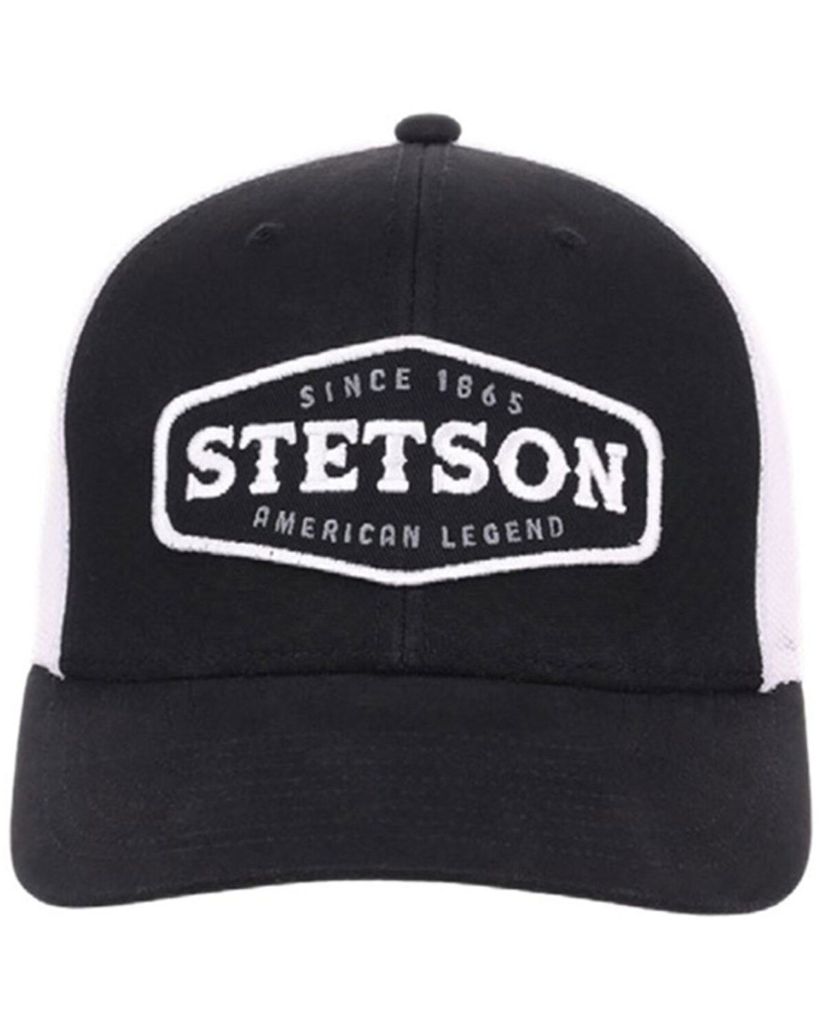 Stetson Men's Embroidered Logo Patch Trucker Cap, Black/white