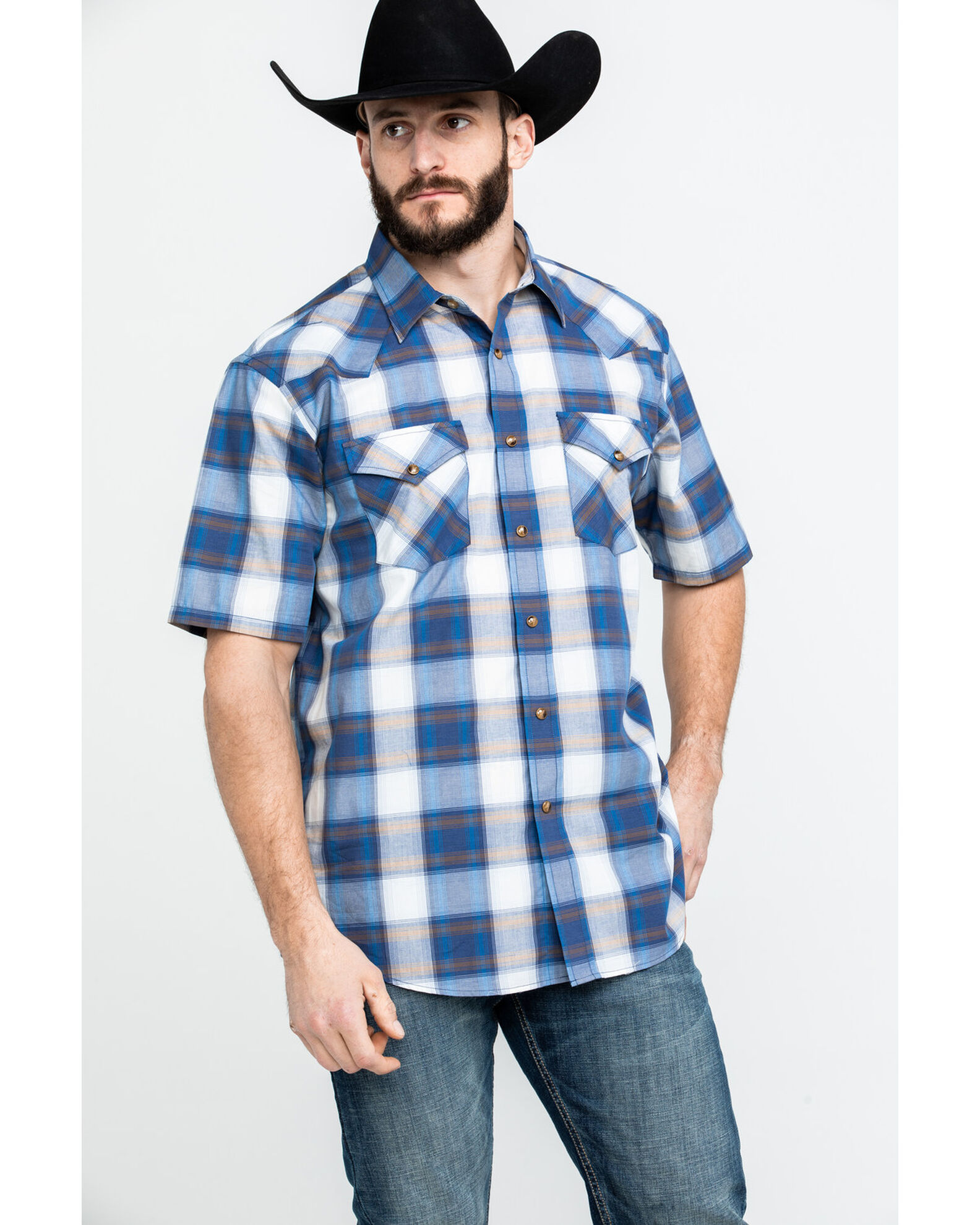 Pendleton Mens Frontier Short Sleeve Shirt Blue