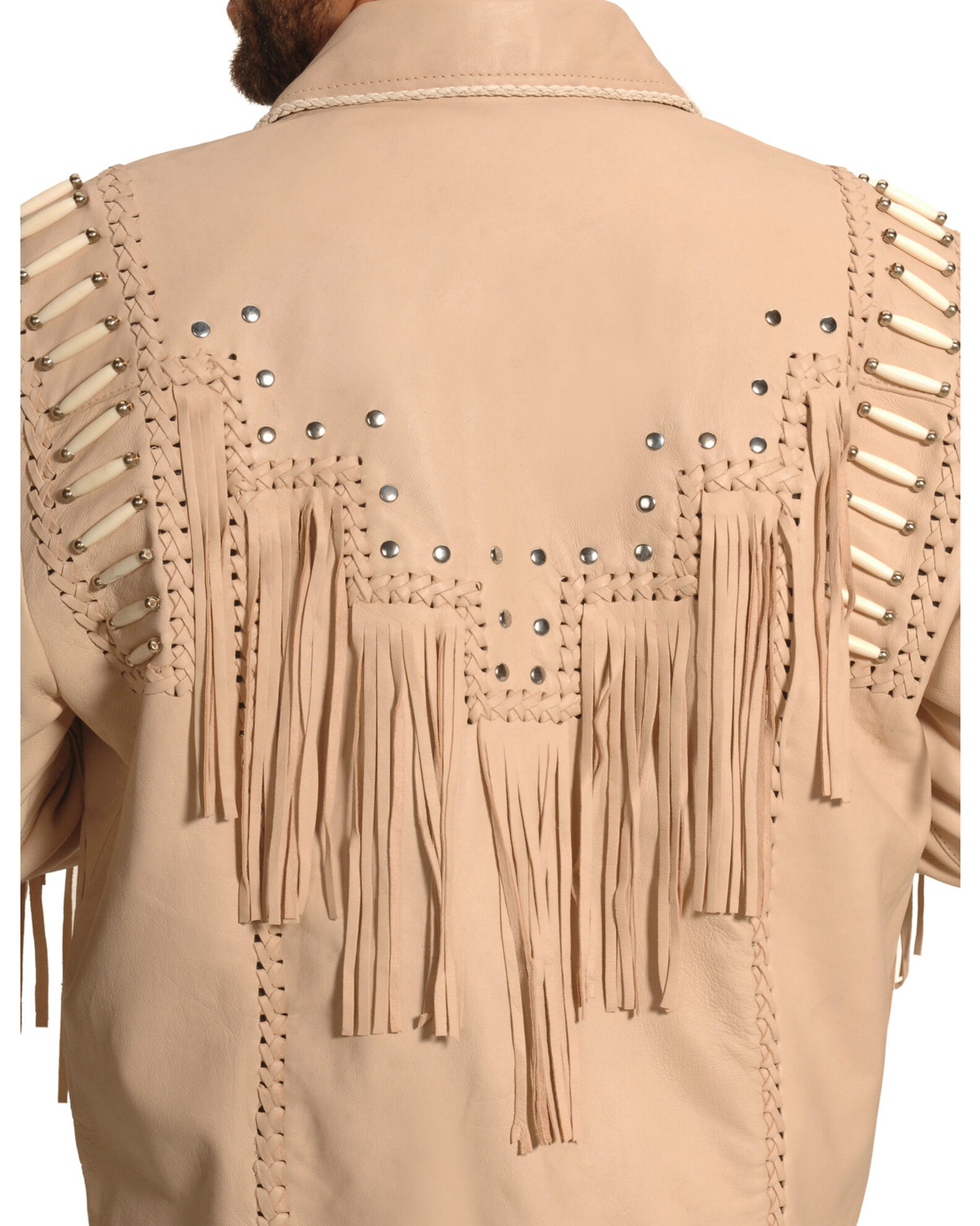 Liberty Wear Men's Fringed Leather Jacket - Big, Cream