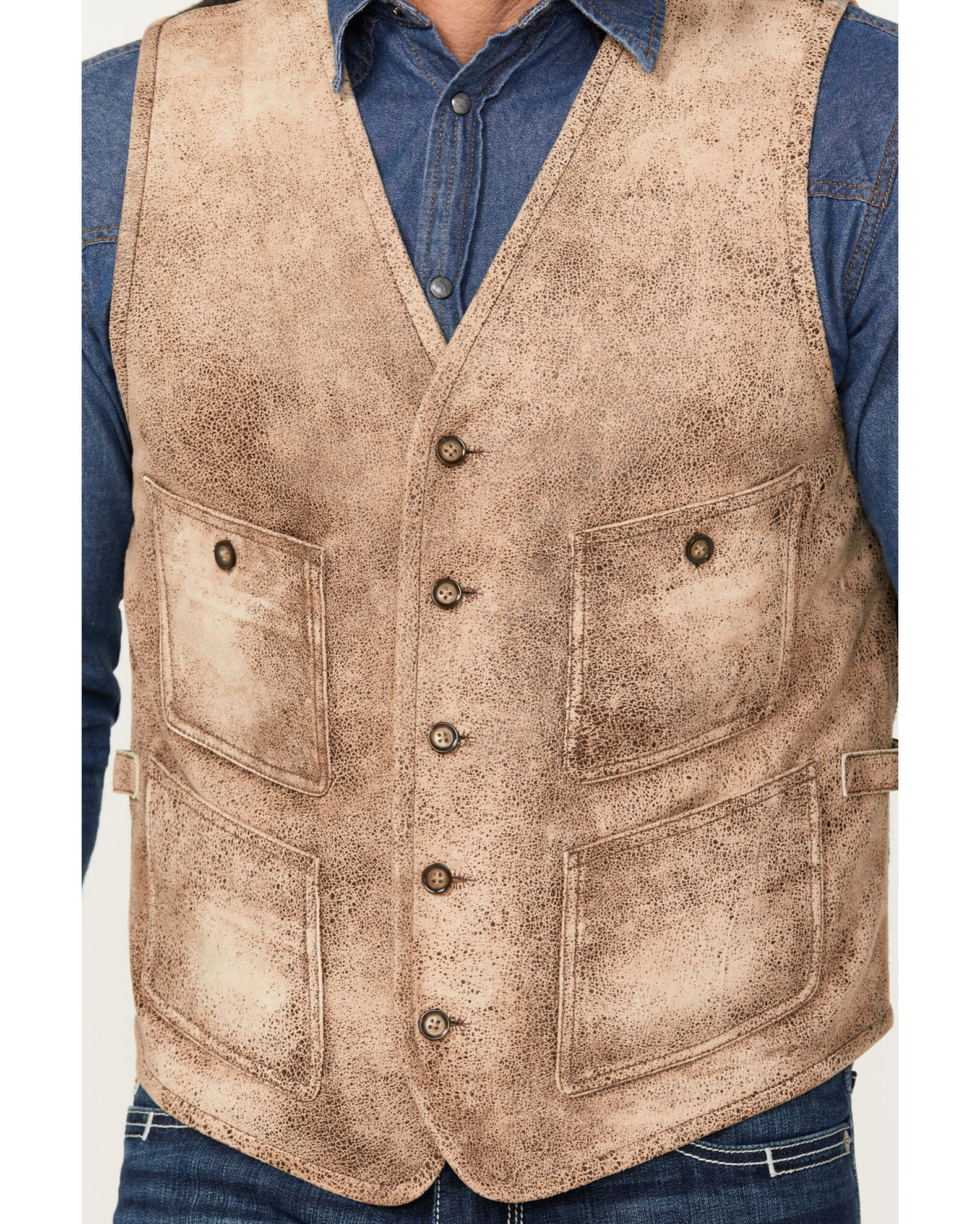 Cody James Mens White Buffalo Suede Vest Tan