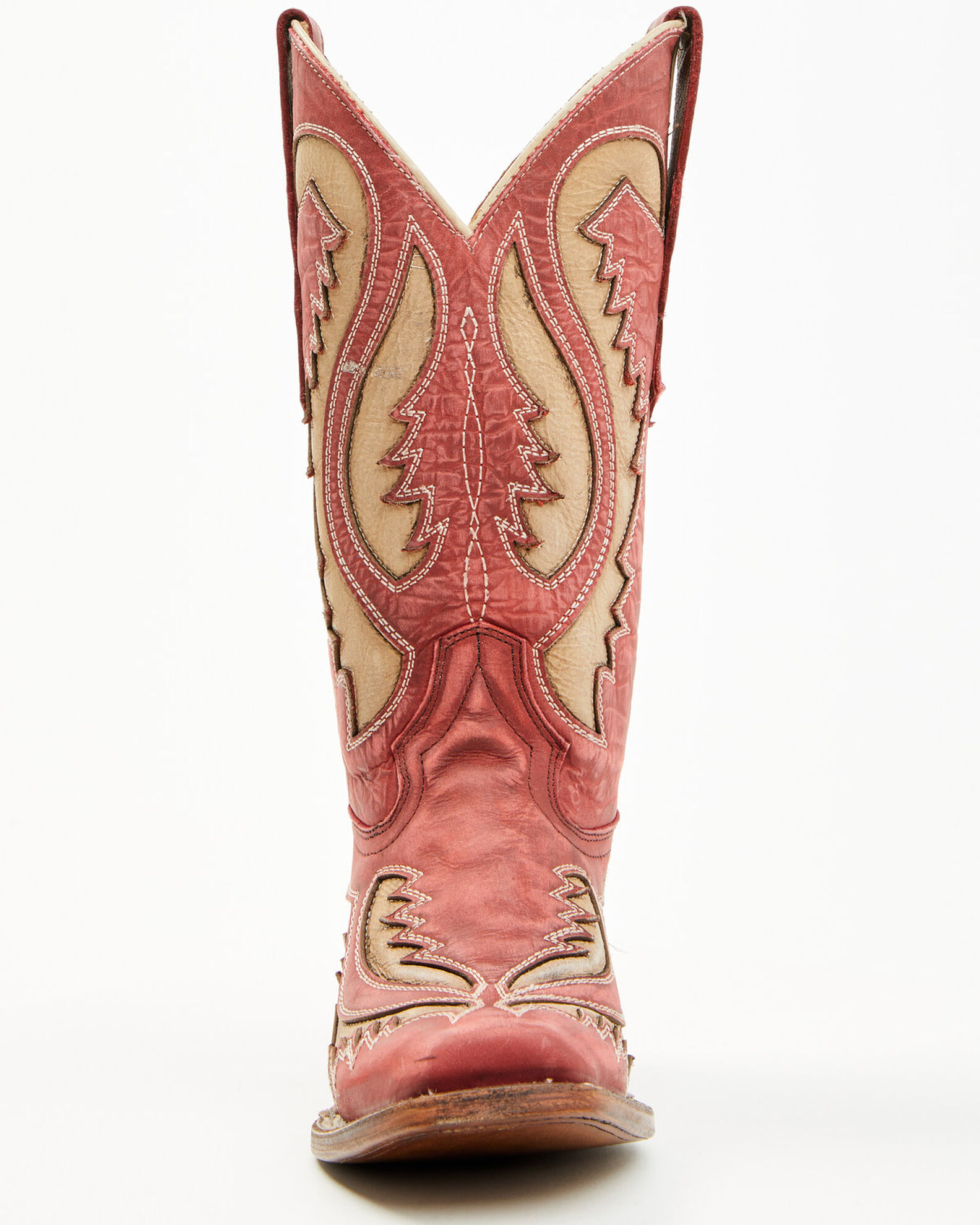 Circle G Womens Inlay Western Boots Square Toe Red