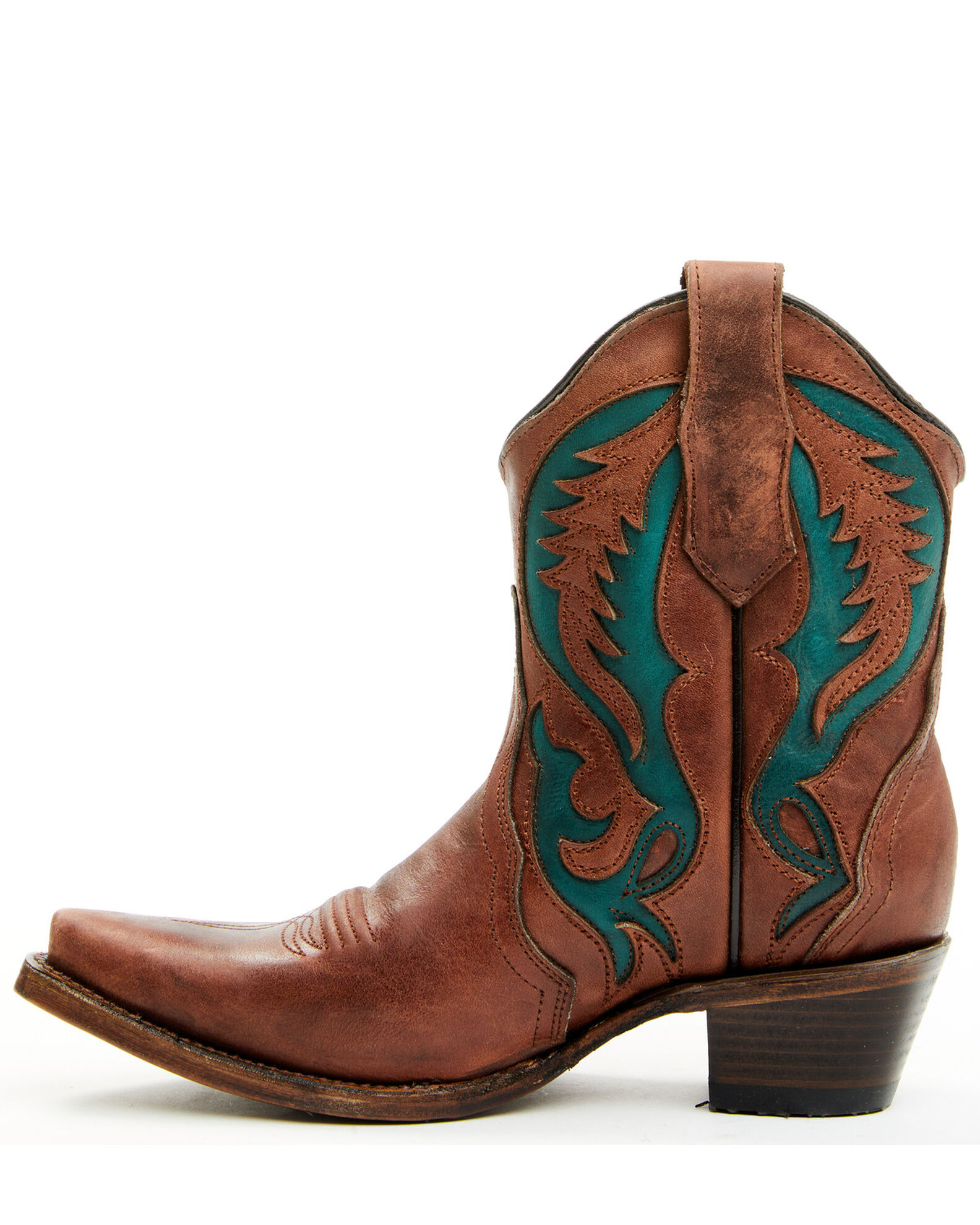 Circle G Womens Inlay Western Booties Snip Toe Brown