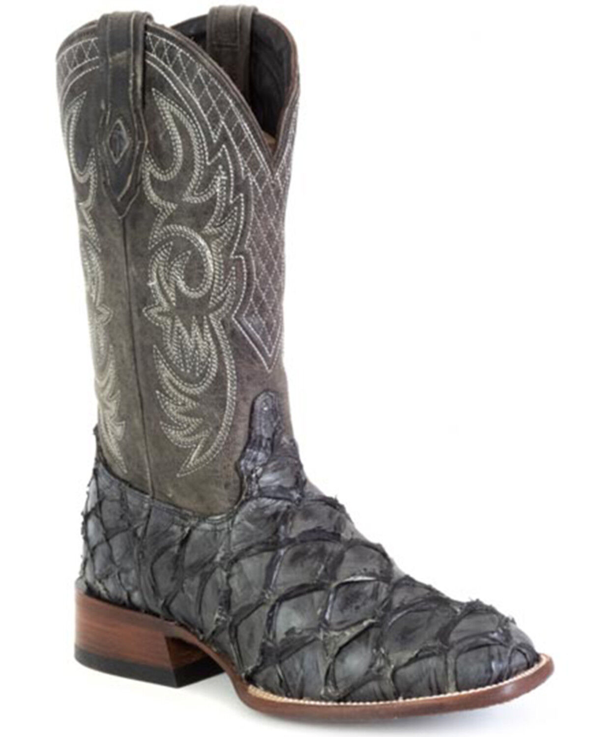Stetson Men's Amazon Exotic Pirarucu Western Boots - Broad Square Toe, Grey