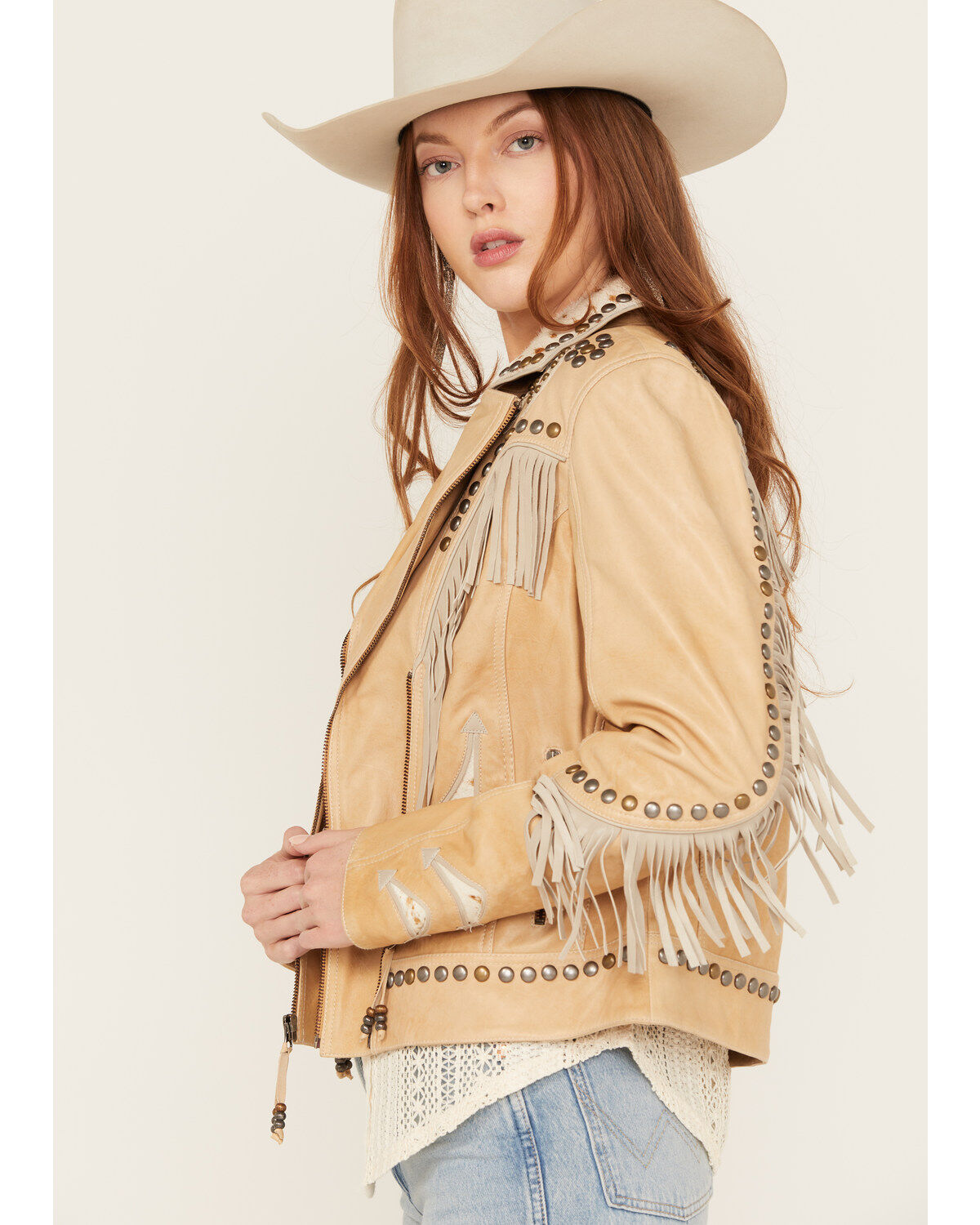 Double D Ranch Women's Cowpoke Fringe Jacket, Tan