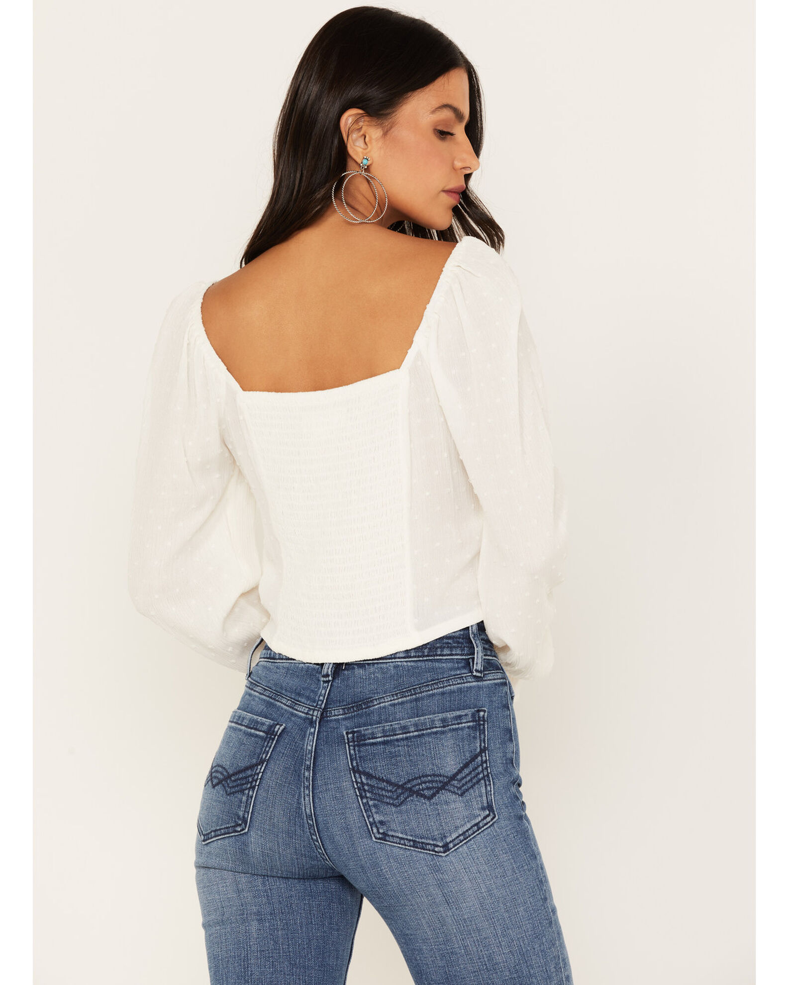 Idyllwind Women's Swiss Dot Lace Poet Blouse, Ivory