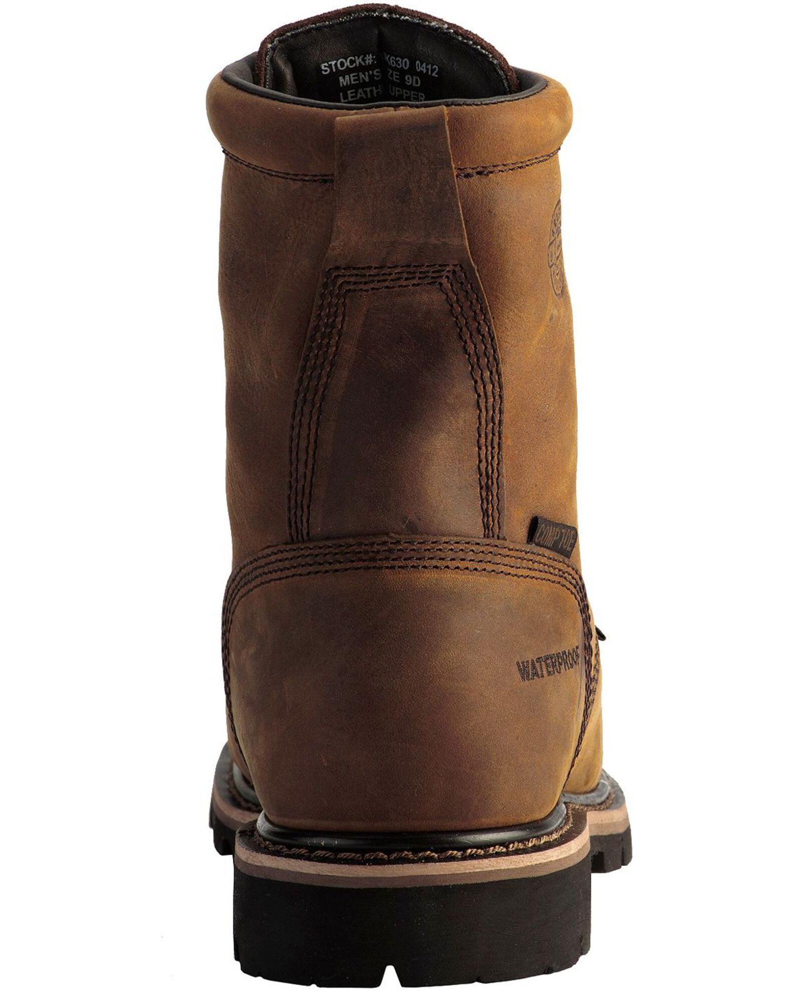 Justin Men's Pulley Waterproof Met Guard 8" Lace-Up Work Boots ...