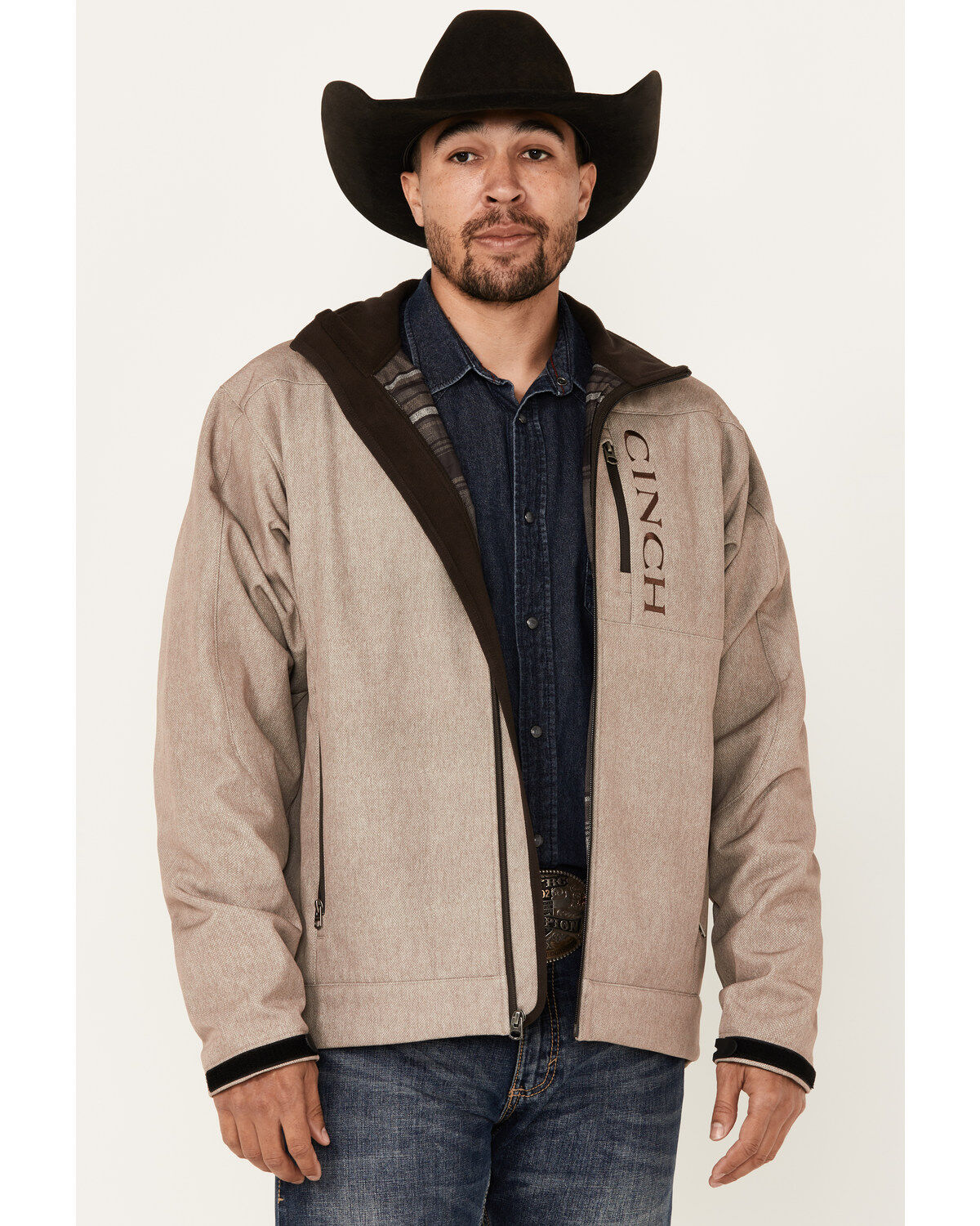 Cinch Men's Bonded Softshell Jacket, Stone