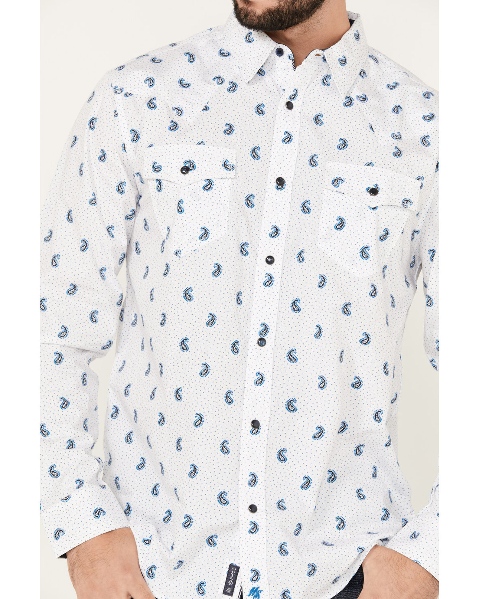 Moonshine Spirit Men's Attitude Paisley Print Long Sleeve Snap Western ...