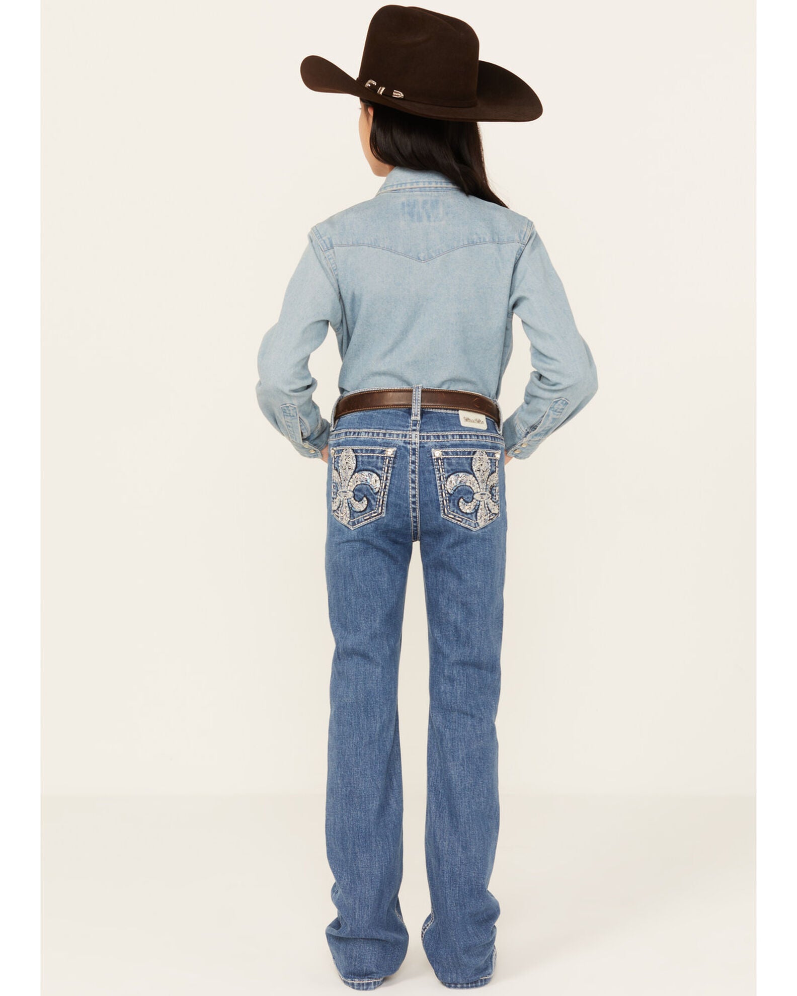 Miss Me Girls' Dark Wash Sequins Fleur de Lis Stretch Bootcut Jeans ...