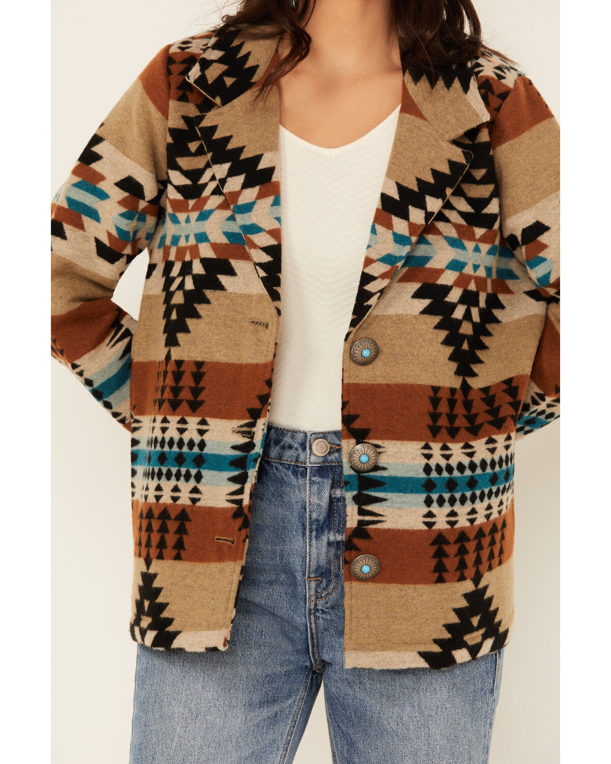 Cotton & Rye Women's Southwestern Print Blazer, Khaki