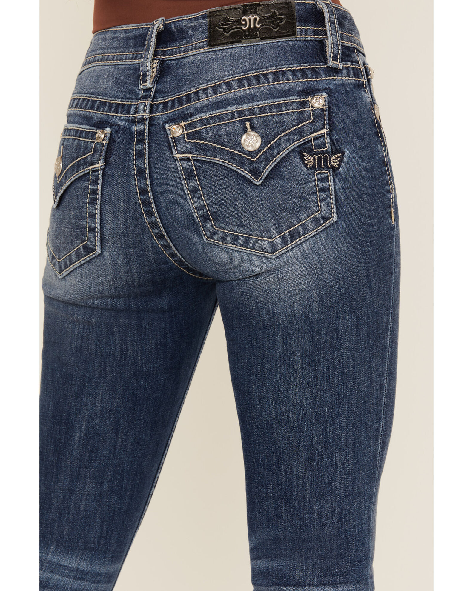 Miss Me Women's Medium Wash Mid Rise Bootcut Stretch Denim Jeans ...