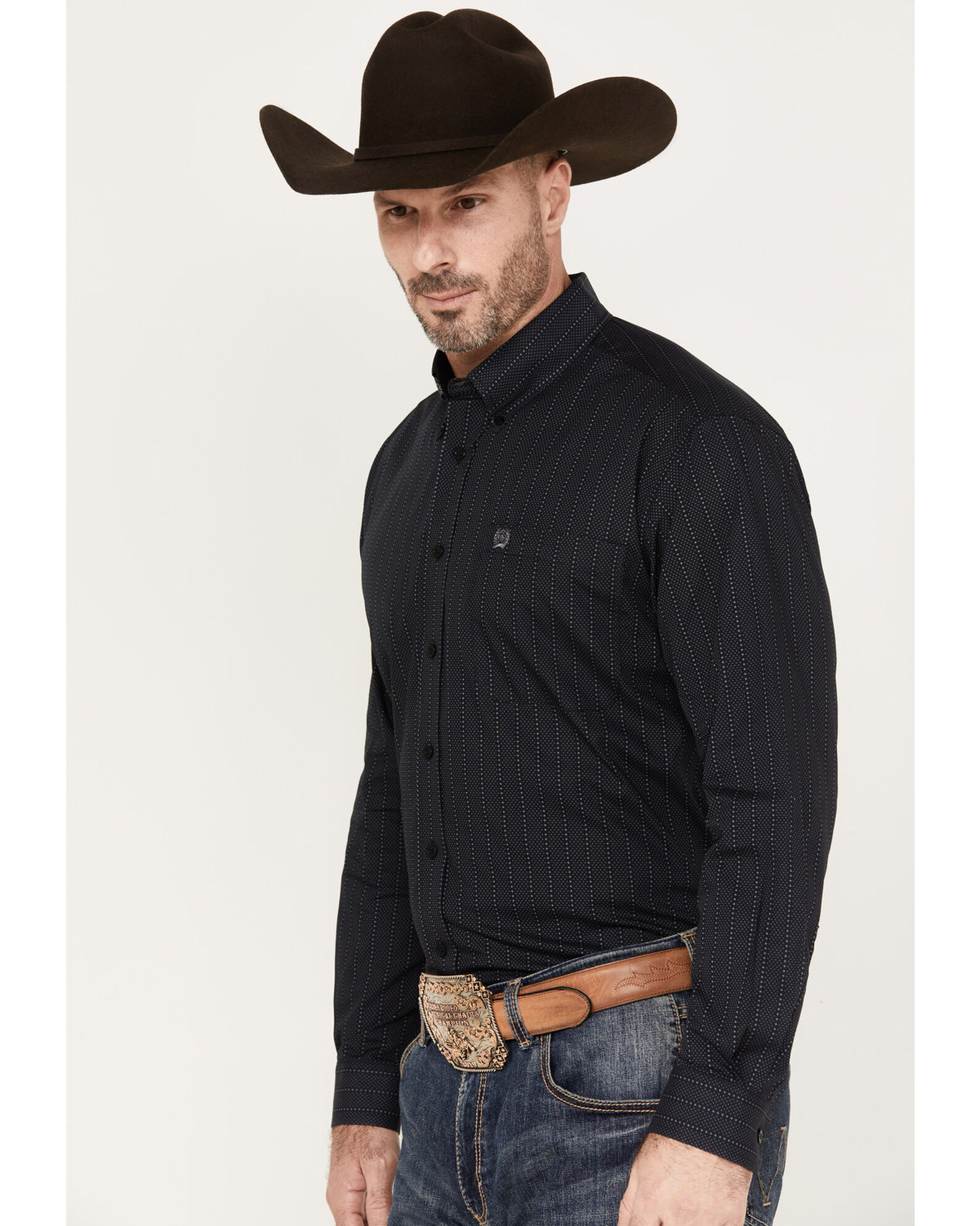 Product Name Cinch Mens Striped Print Button Down Long Sleeve Western