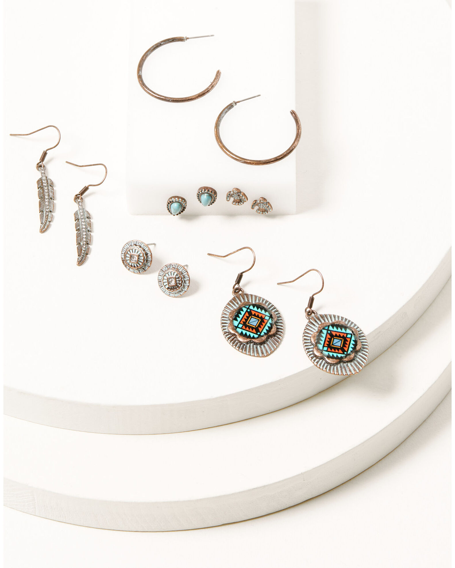Shyanne Womens Bronze And Turquoise 6 Piece Earrings Set Boot Barn
