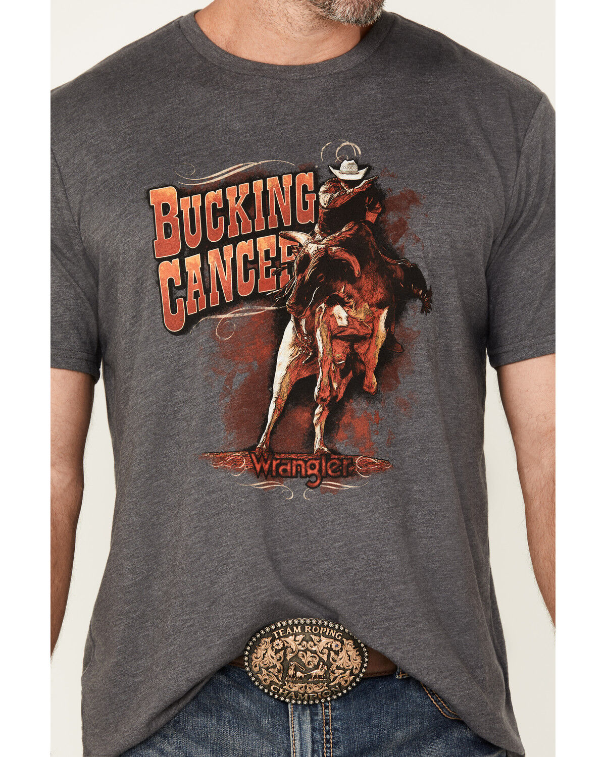 Wrangler Men's Bucking Cancer Short Sleeve Graphic T-Shirt,