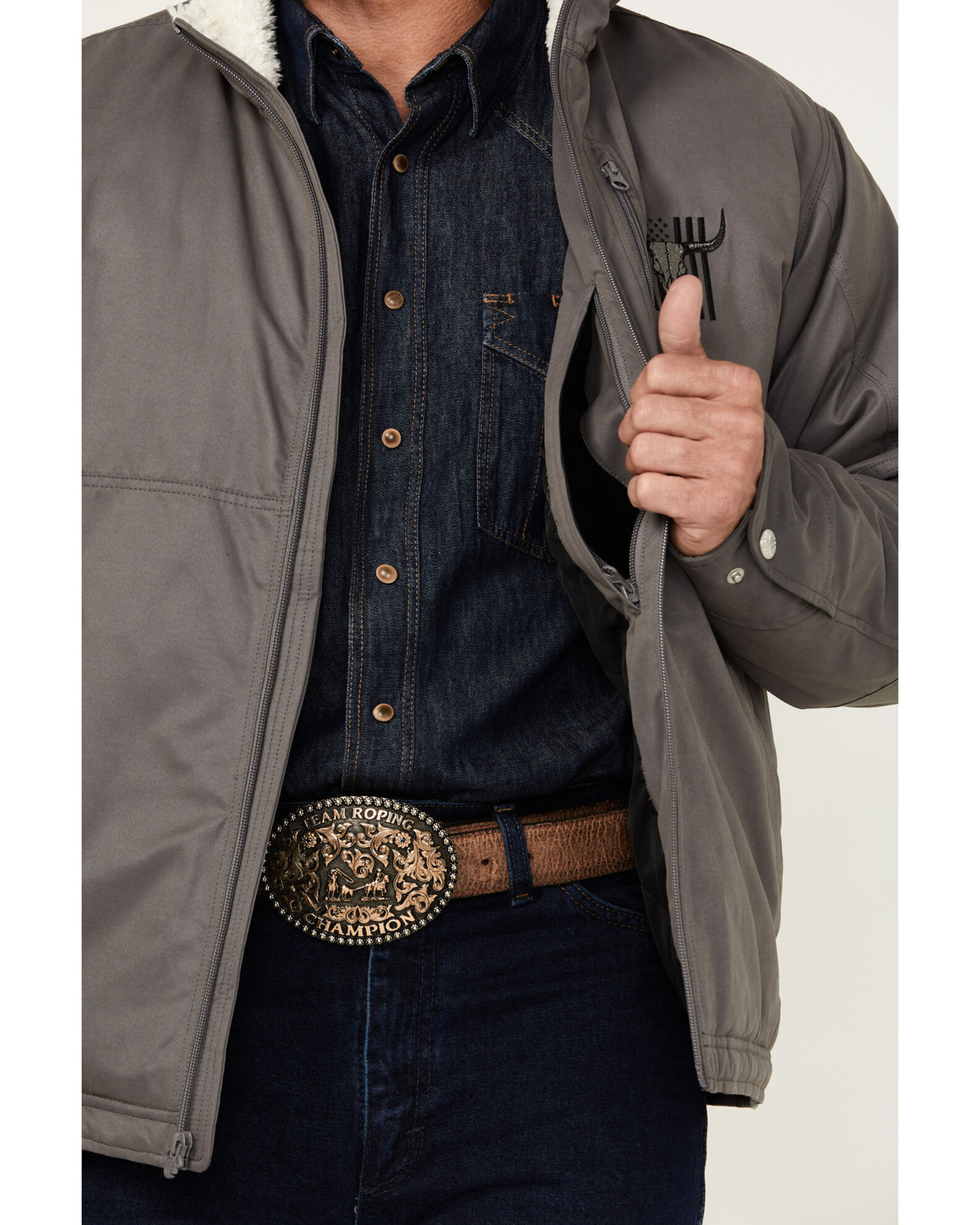 Cowboy Hardware Men's Embroidered Conceal Carry Softshell Jacket, Charcoal