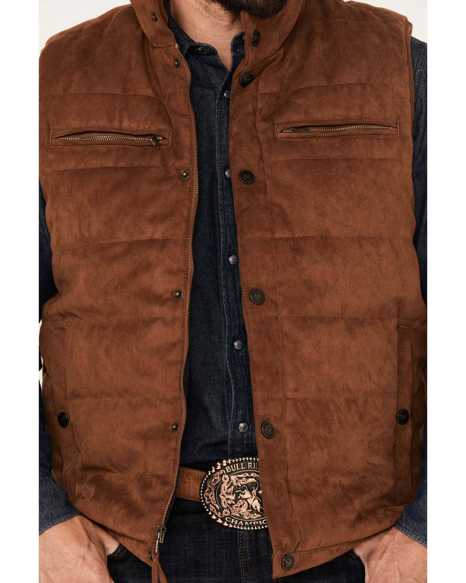 Cody James Mens Faux Suede Puffer Vest Boot Barn