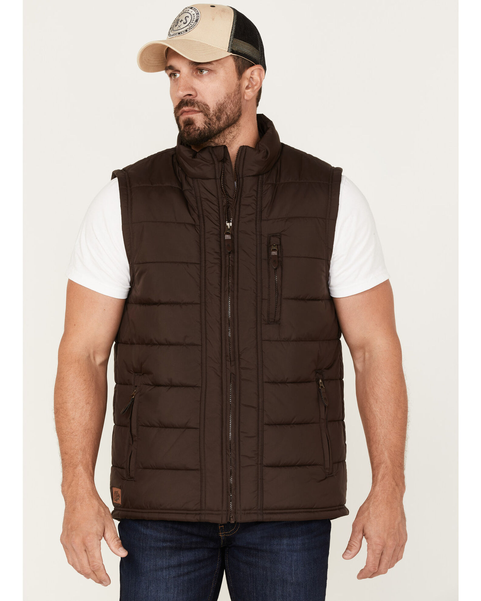 Moonshine Spirit Men's Pine Straw Puffer Vest, Brown