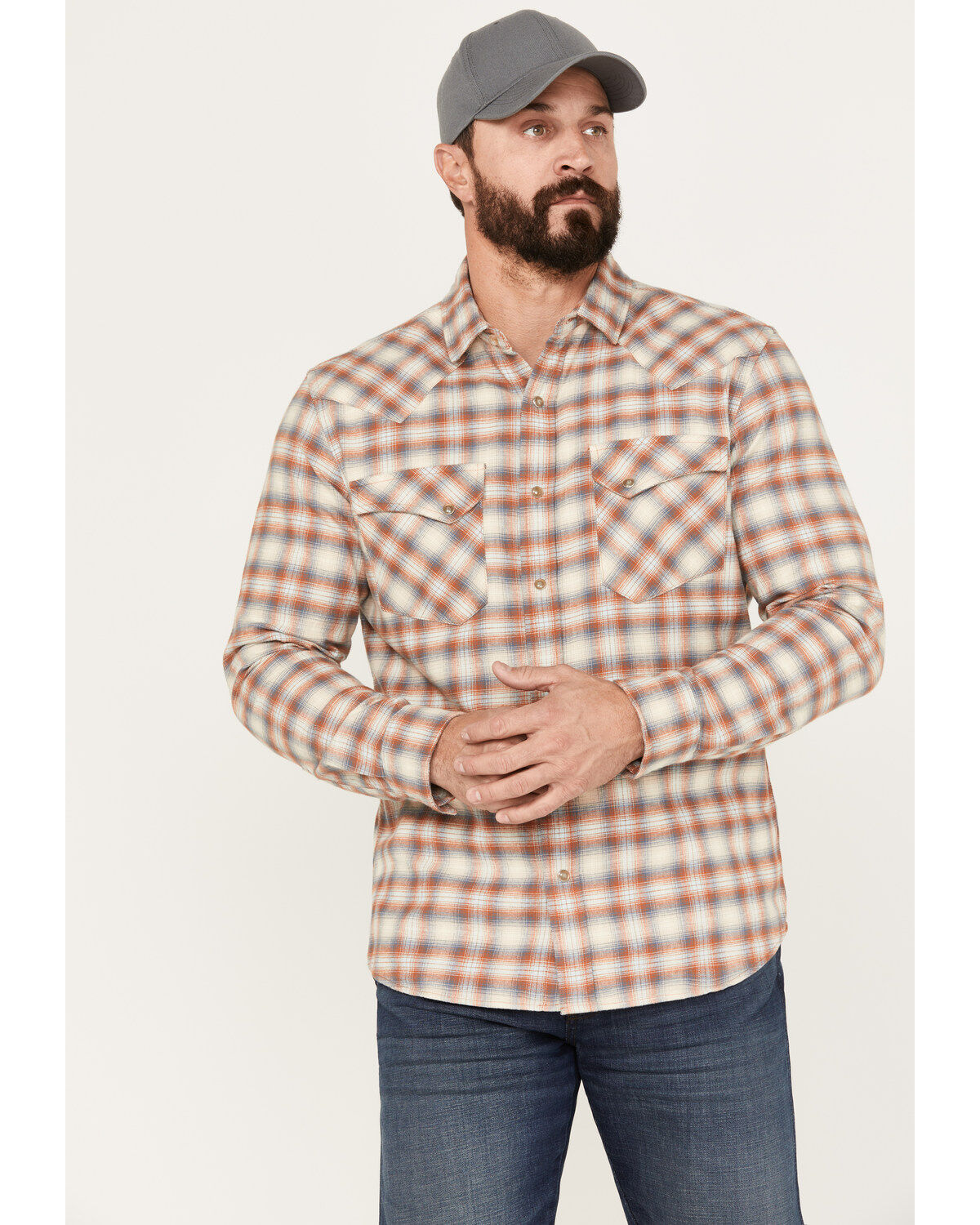 Pendleton Men's Wyatt Plaid Long Sleeve Snap Western Shirt, Blue