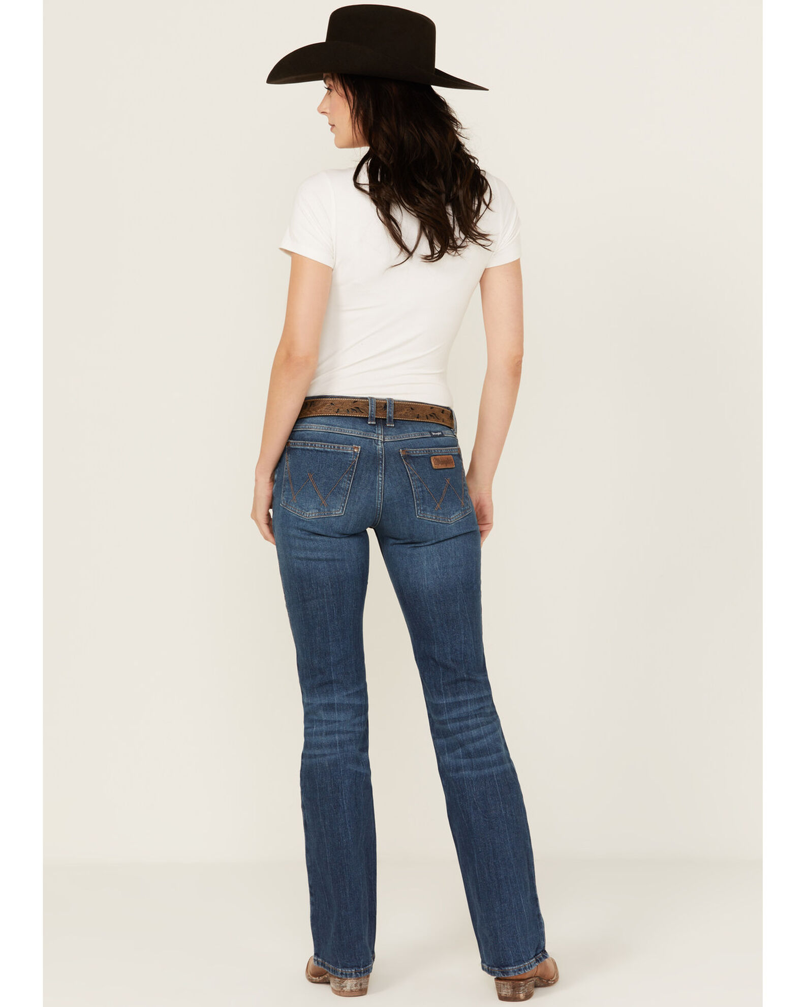 Wrangler Retro Women's Mae Dark Wash Mid Rise Bootcut Stretch Denim Jeans, Dark Wash