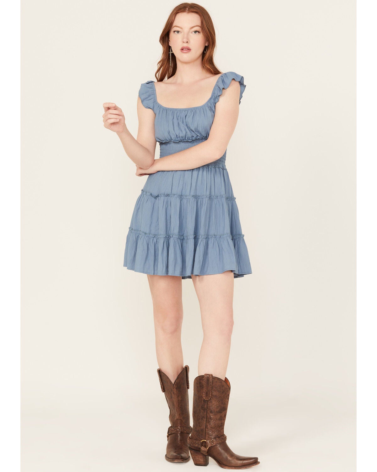 Product Name: Trixxi Women's Smocked Waist Mini Dress