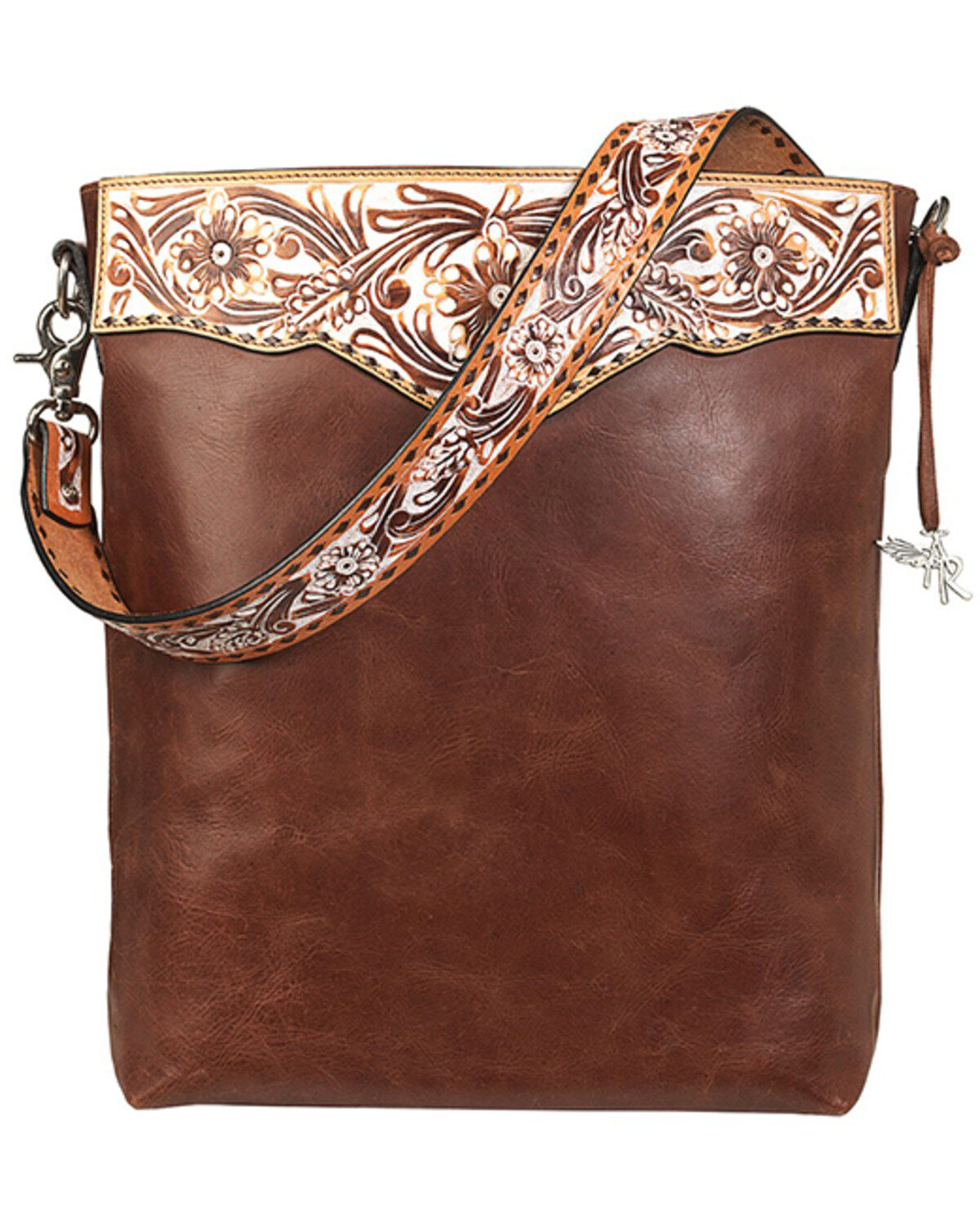 Angel Ranch Women's White Washed Daisy Crossbody , Brown