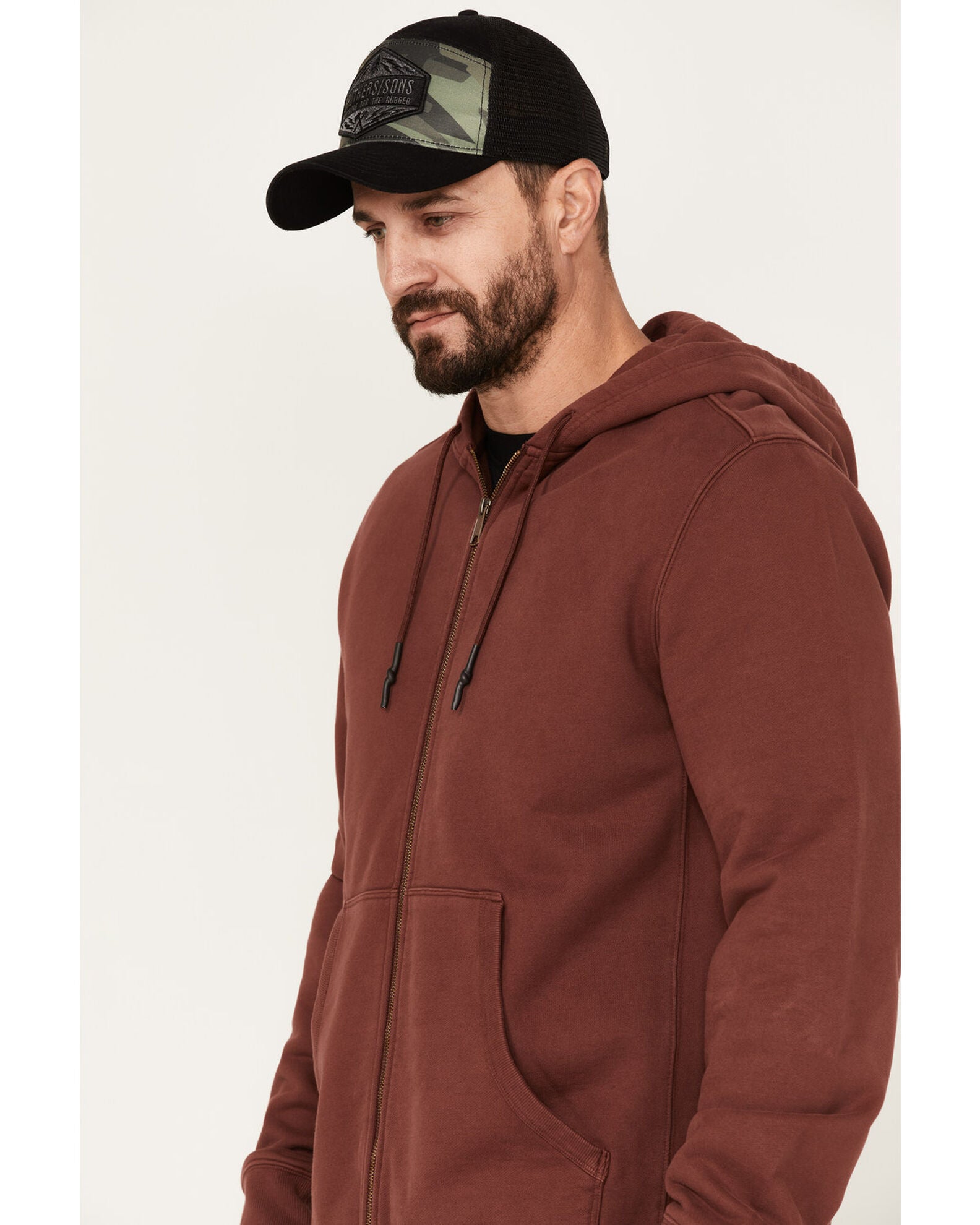 Brothers and Sons Heavy Weathered Hooded Jacket, Burgundy