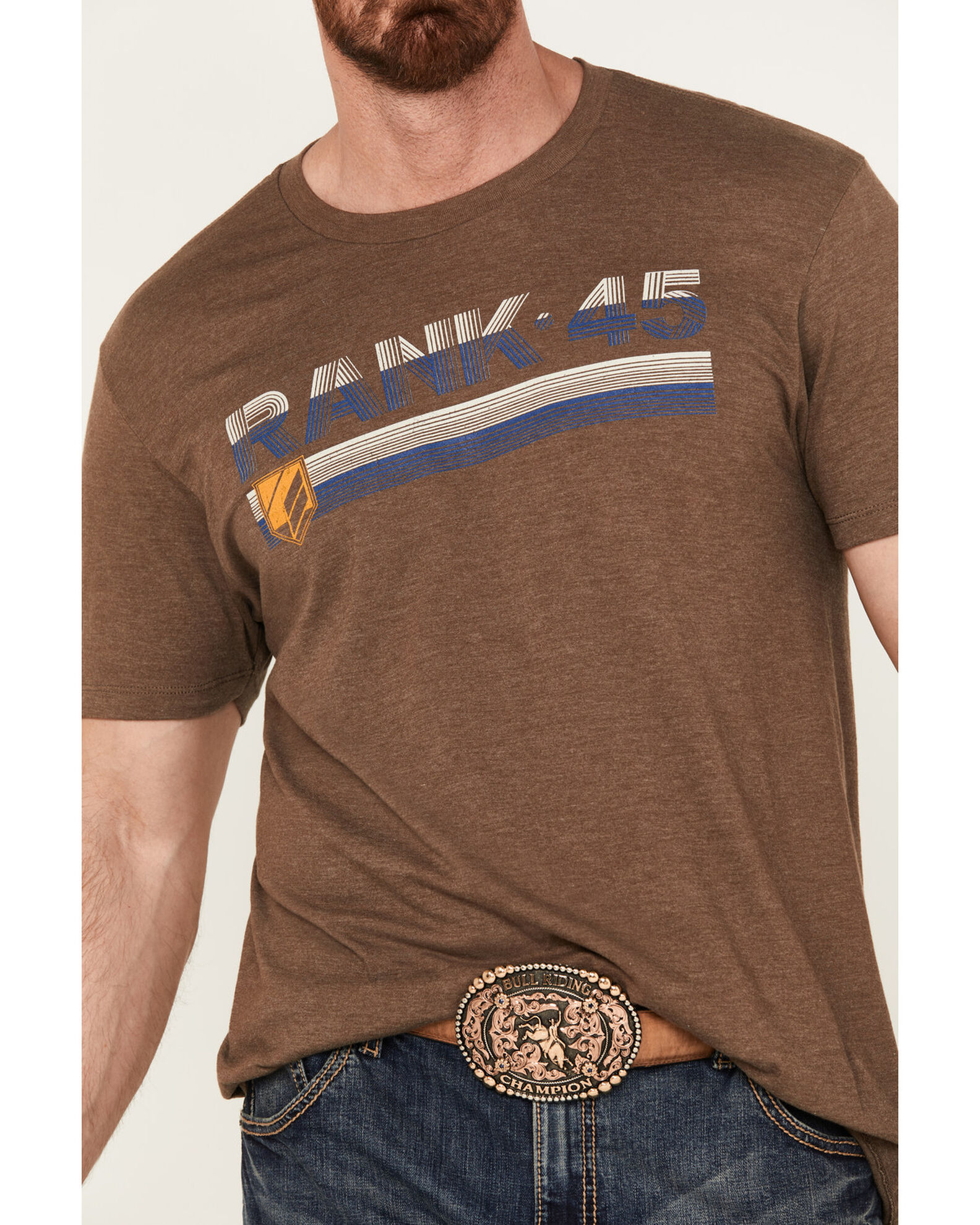RANK 45® Men's Logo Short Sleeve Graphic T-shirt, Coffee