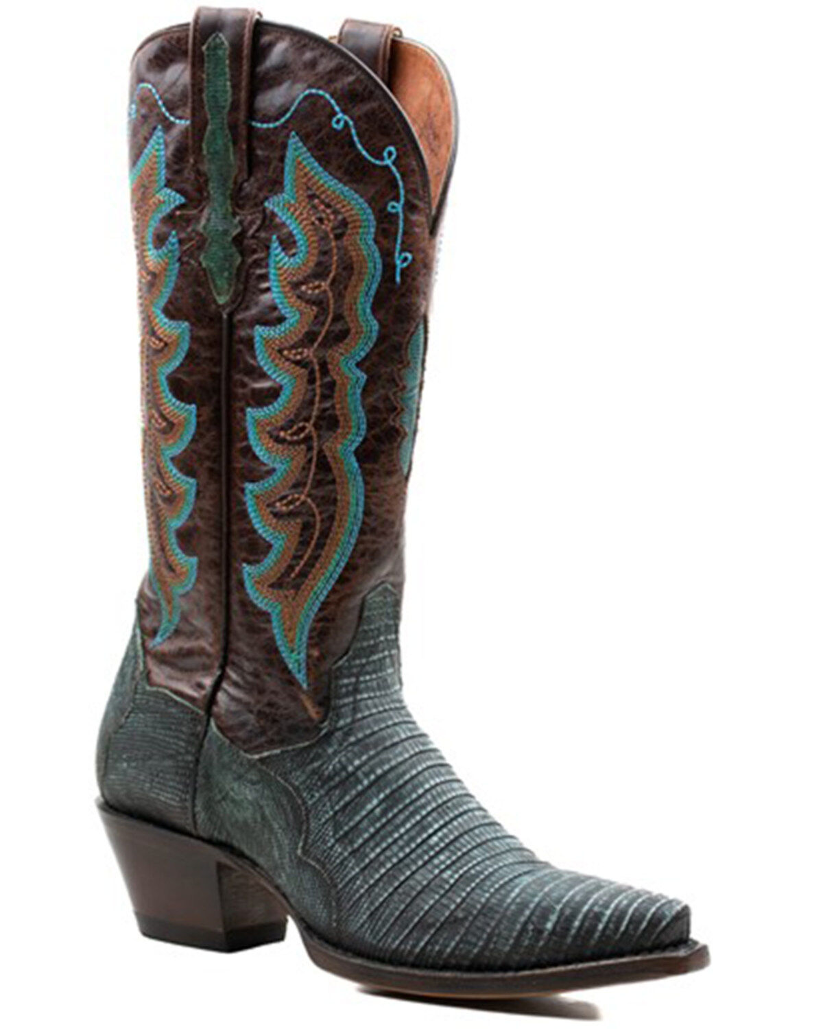 Dan Post Women's Rustic Exotic Lizard Western Boot - Snip Toe, Turquoise