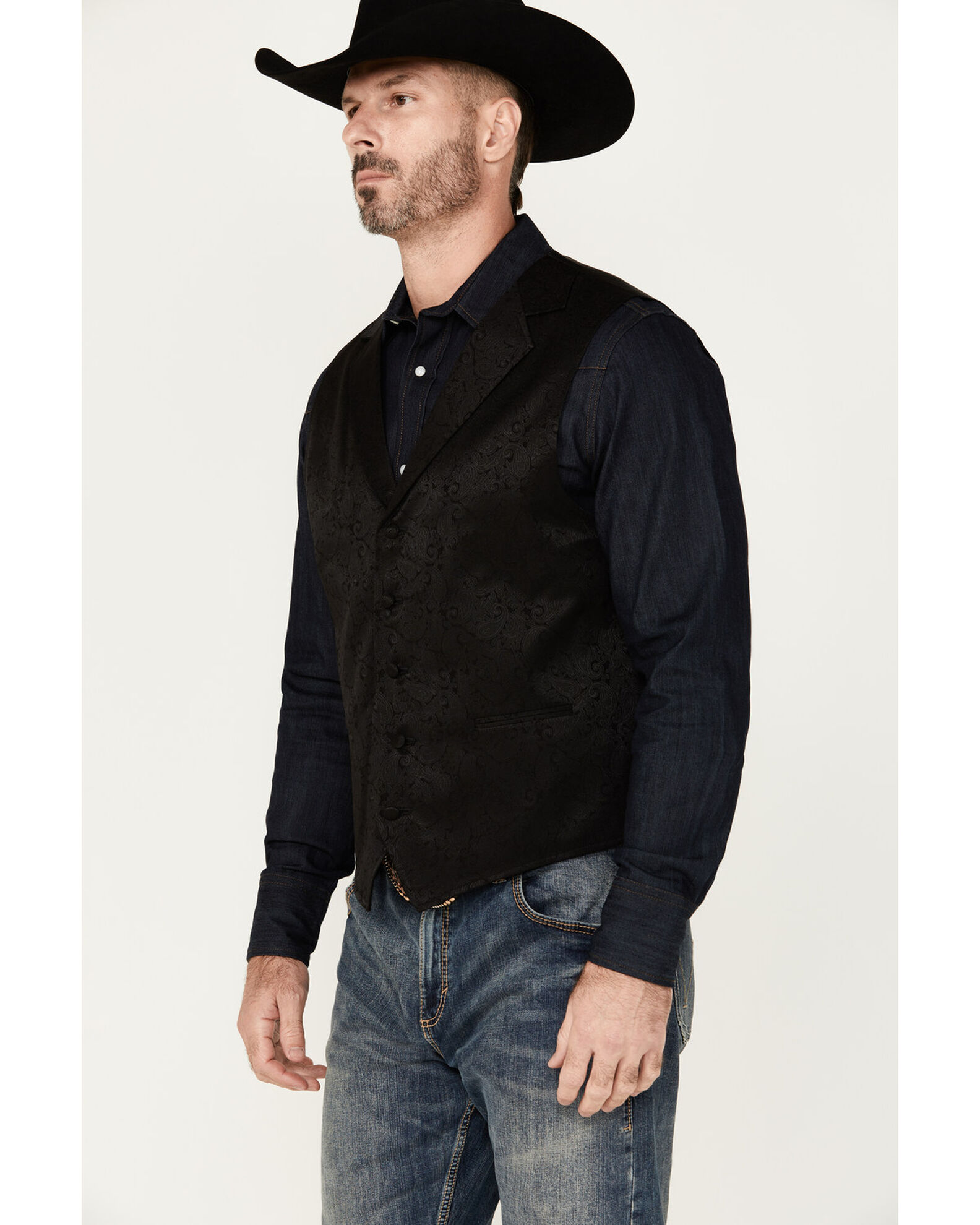 Cody James Men's Nashville Paisley Print Vest, Black