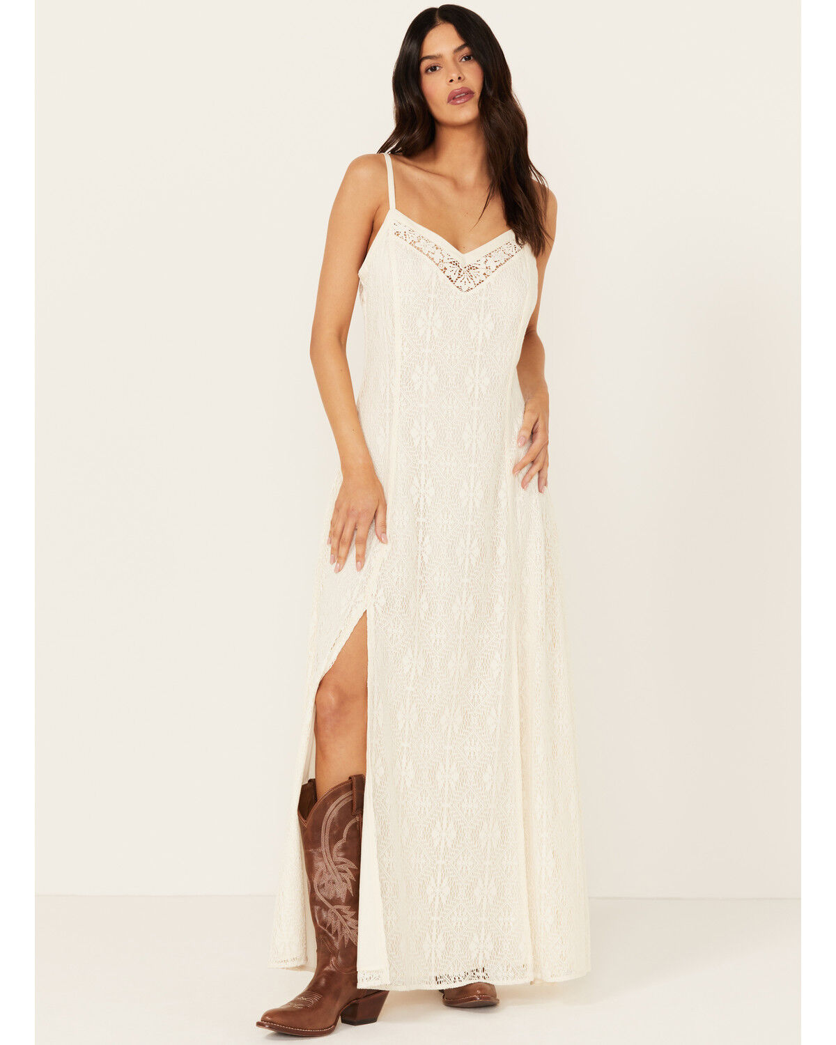 Idyllwind Women's Wyn Maxi Lace Slip Dress, Ivory