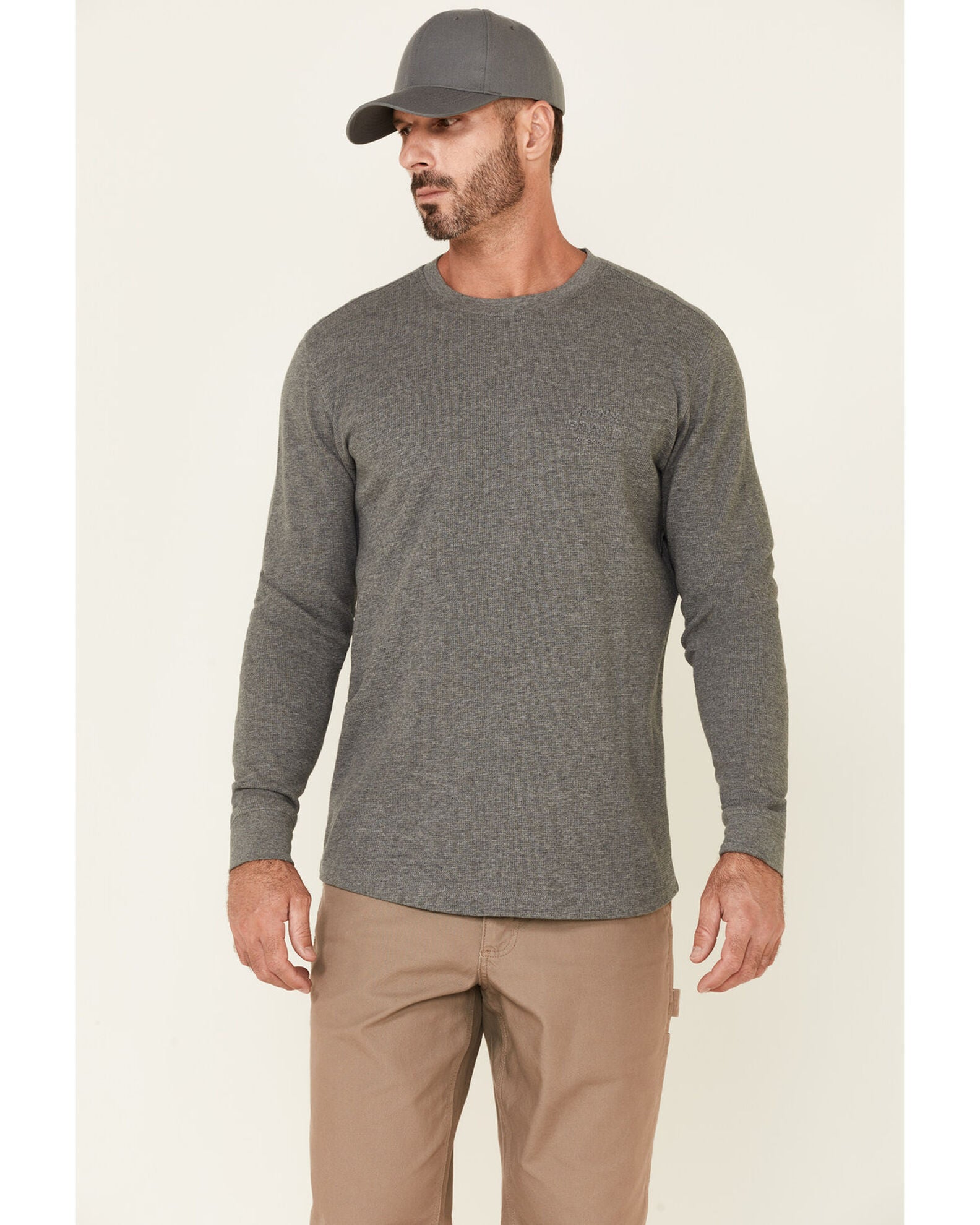 Product Name: Hawx Men's Dark Gray Thermal Waffle Gear Graphic Crew ...