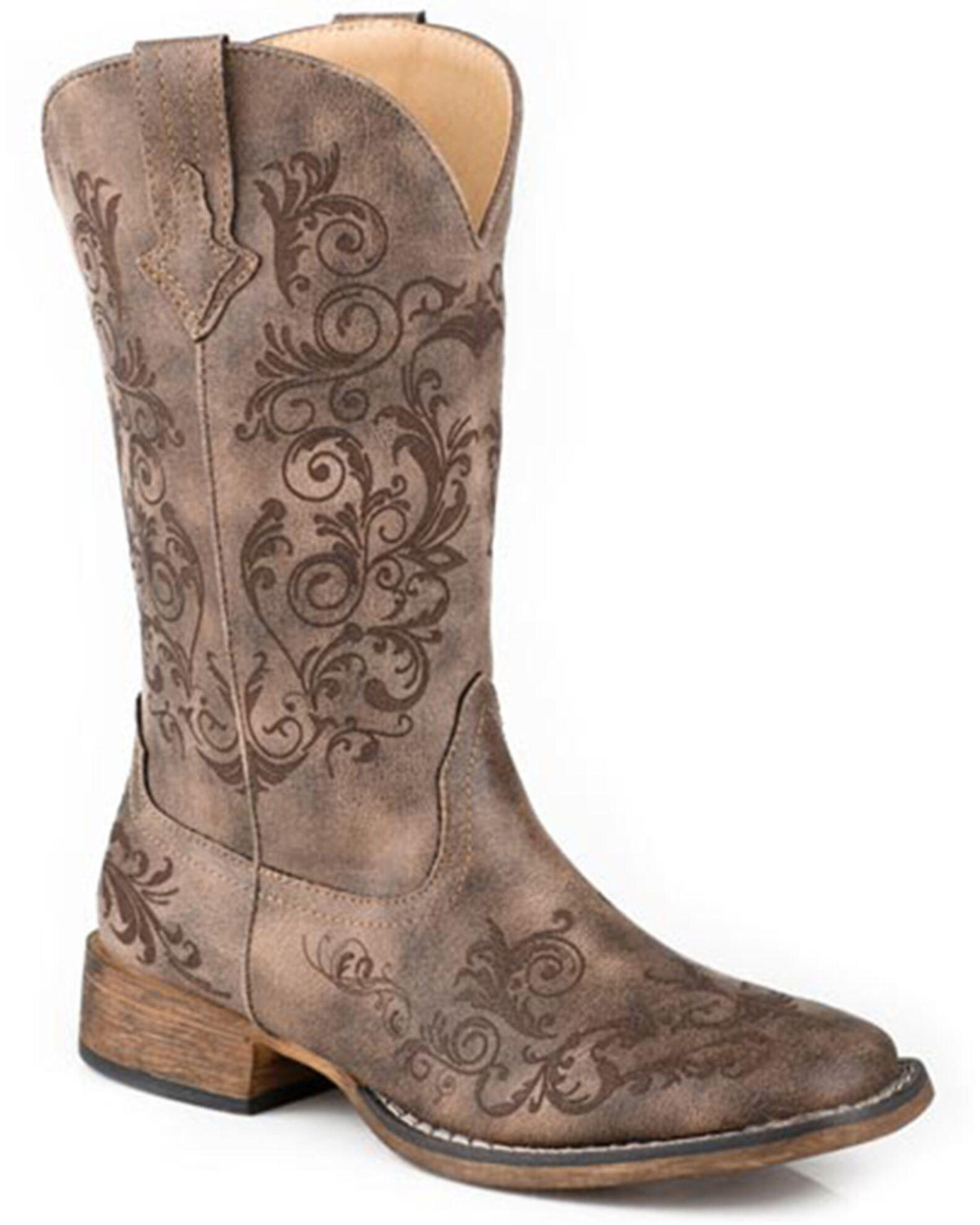 Roper Women's Bailey Laser Western Boots - Square Toe, Brown