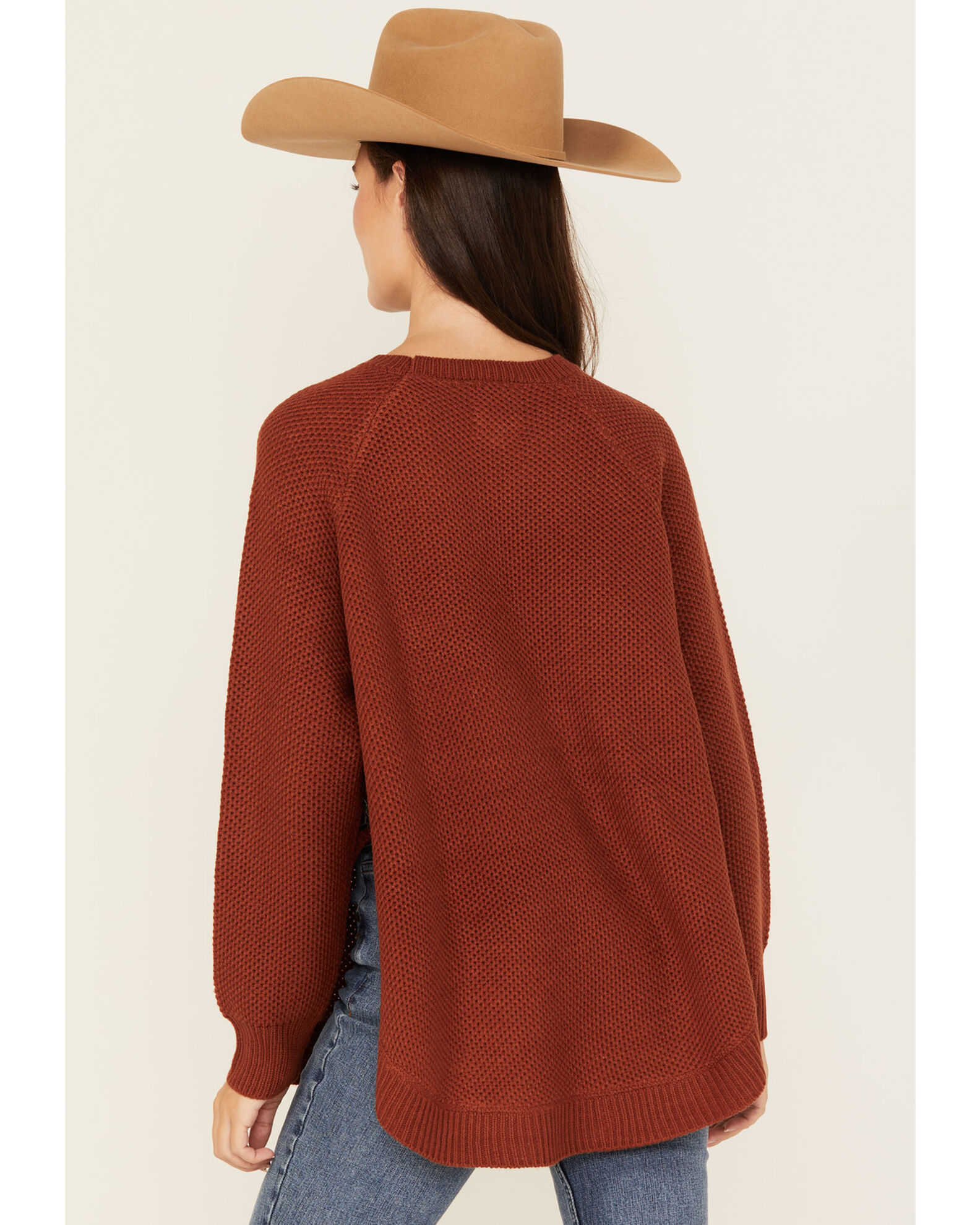 Cotton & Rye Women's Round Bottom Textured Sweater, Rust