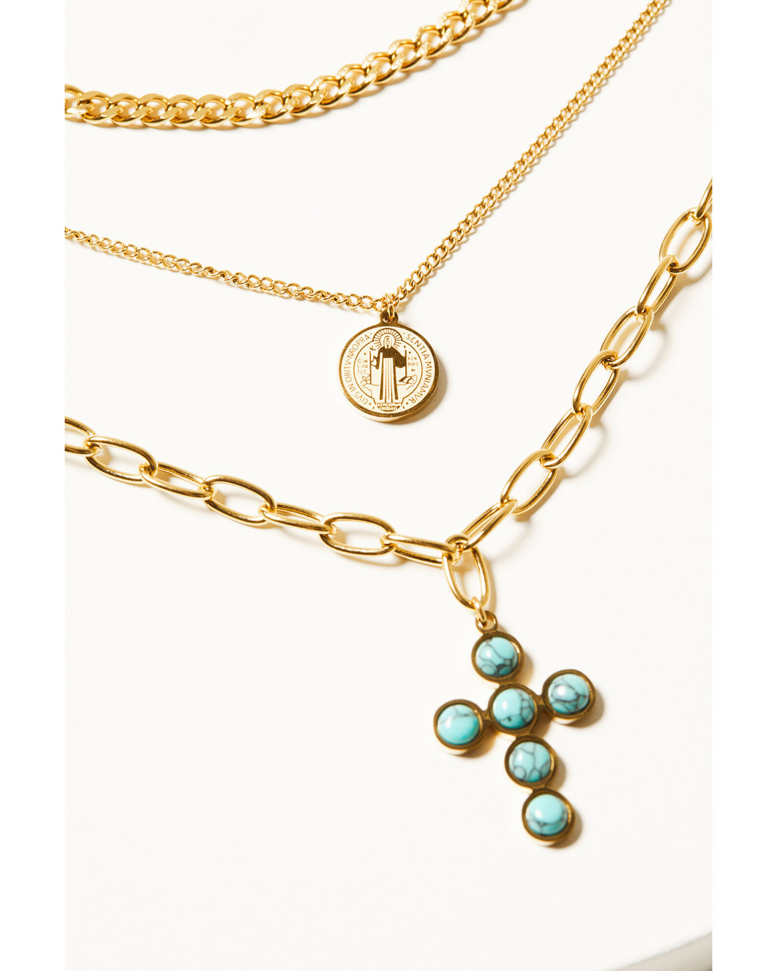 Shyanne Women's Coin Cross Layered Necklace, Gold