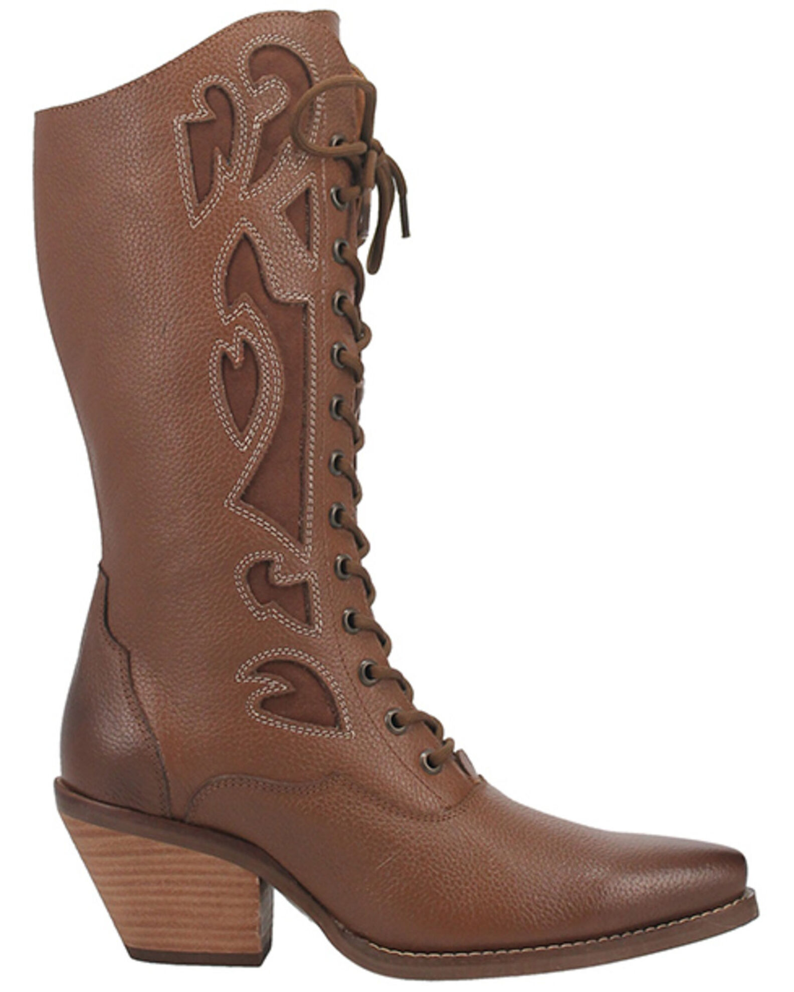 Dingo Womens San Miguel Lace Up Western Boot Snip Toe Tan