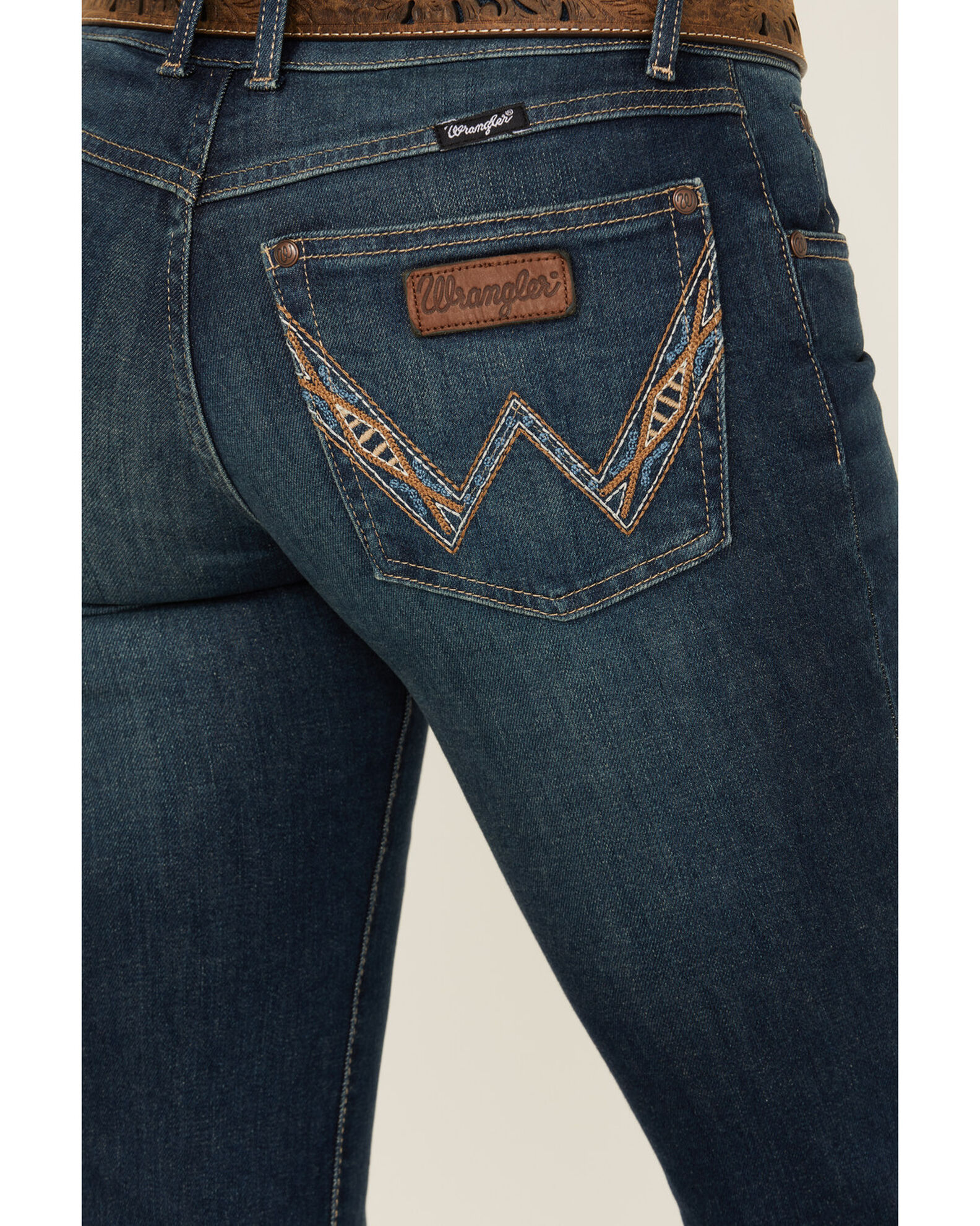 Wrangler Retro Women's Sadie Dark Wash Low Rise Stretch Trouser Jeans, Dark Wash
