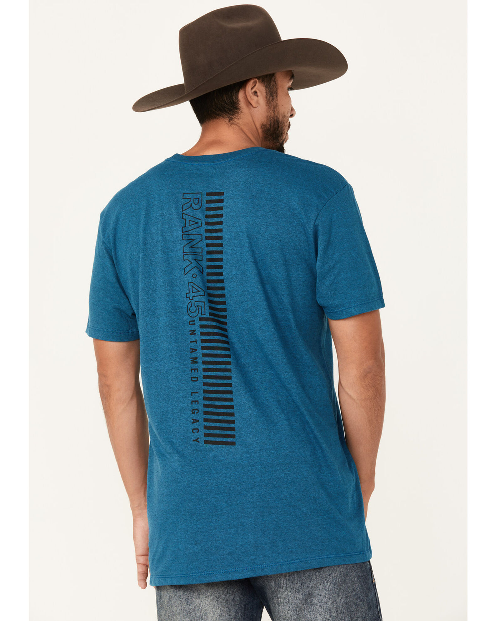 RANK 45® Men's Logo Short Sleeve Graphic T-Shirt, Medium Blue