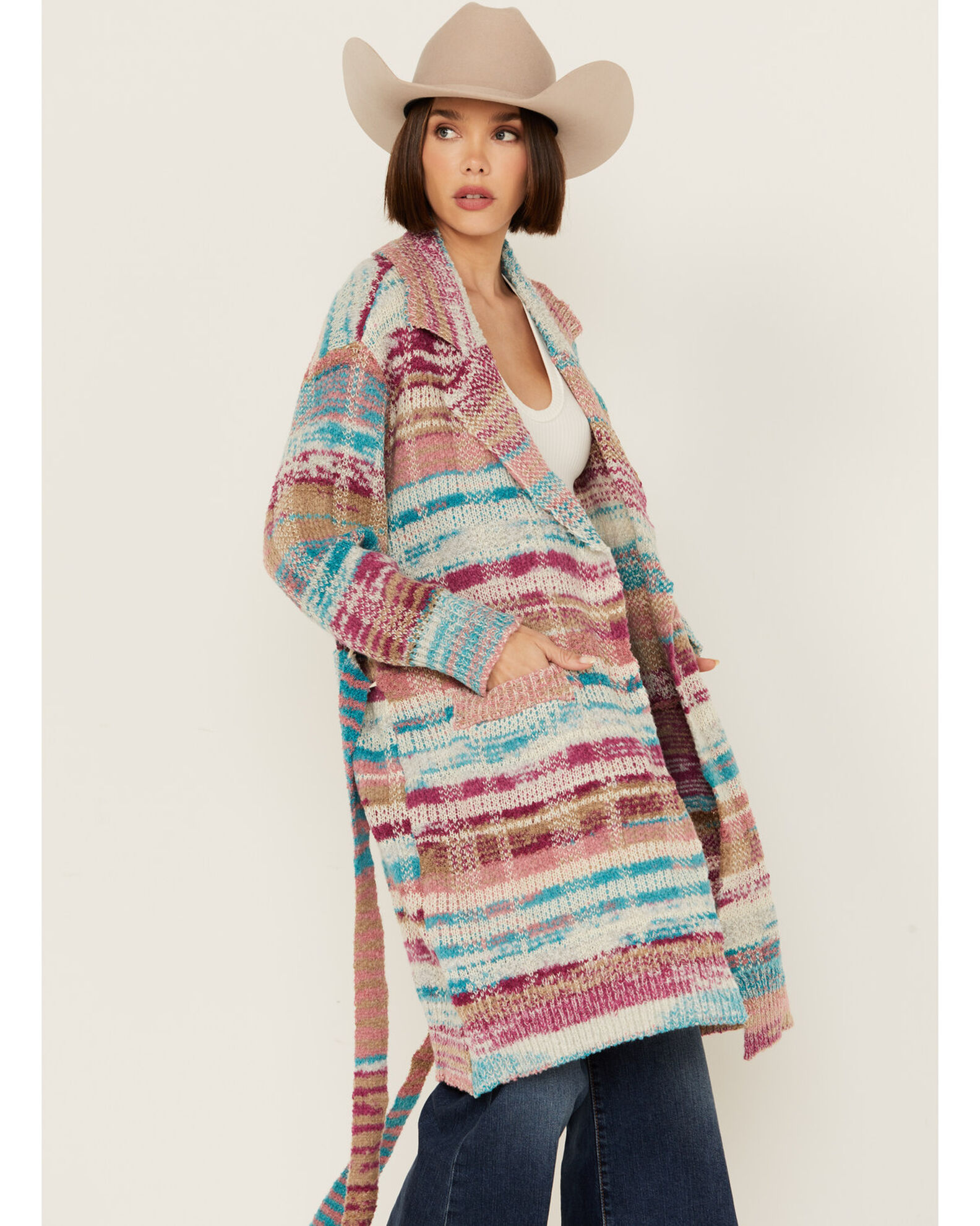 Room 34 Women's Color Block Cardigan, Periwinkle