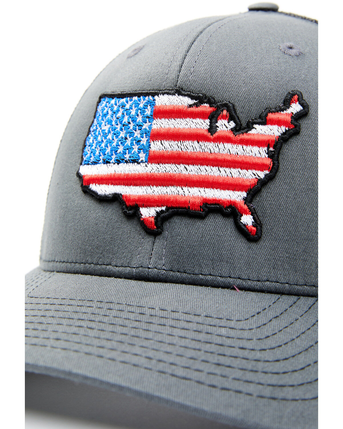 Oil Field Hats Men's Gray & Black American Flag US Patch Mesh-Back Ball ...