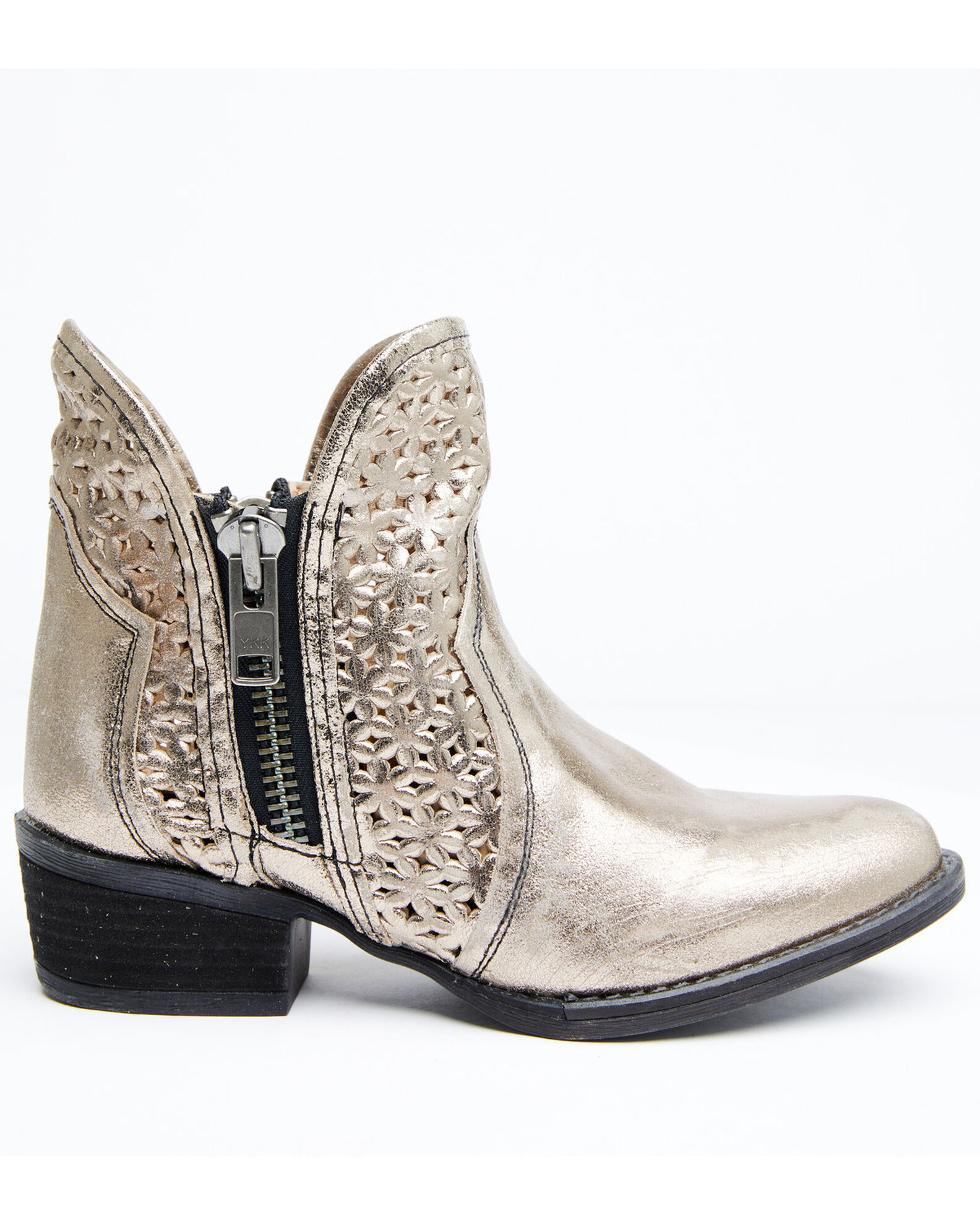 Circle G Womens Silver Cut Out Fashion Booties Round Toe