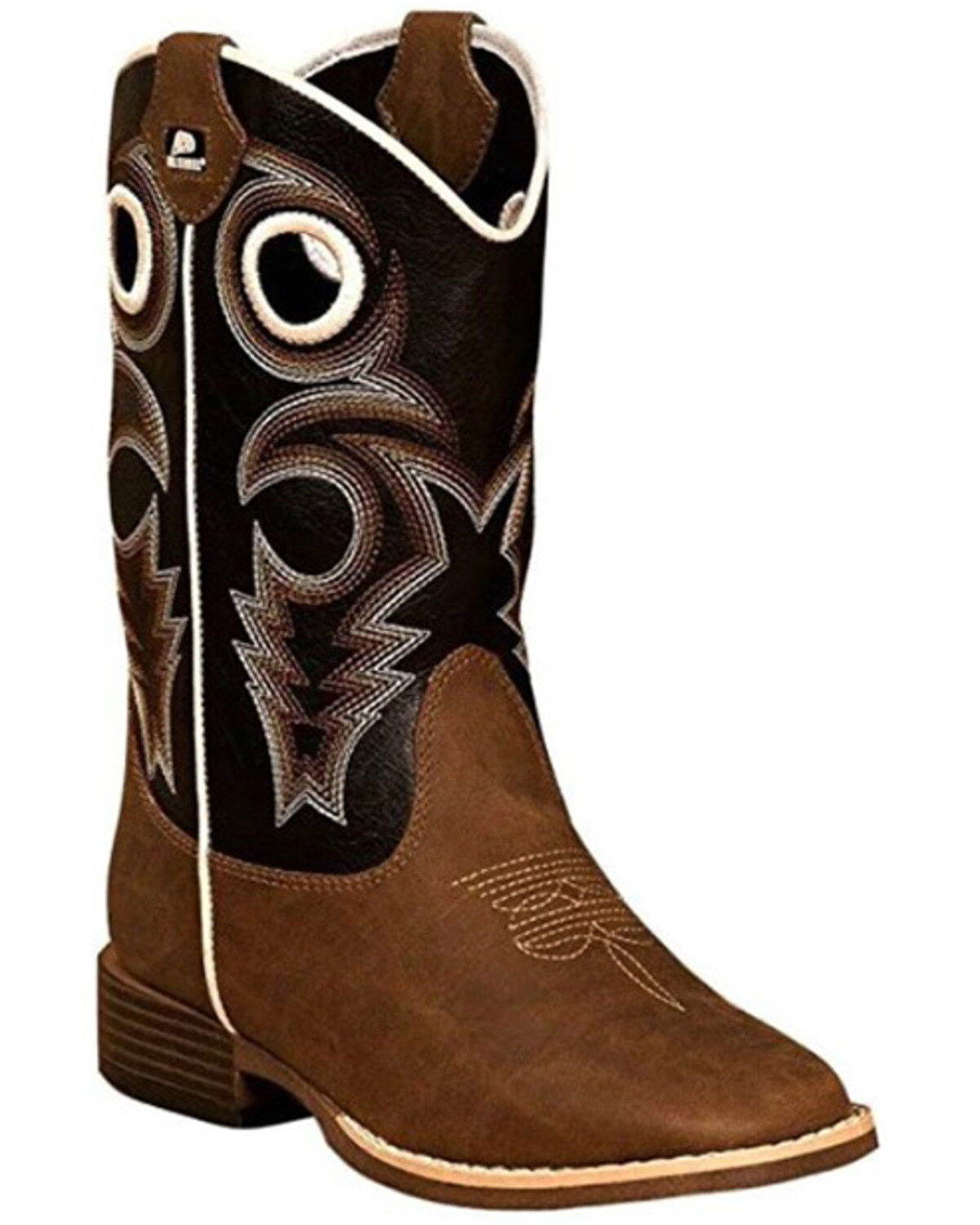 Double Barrel Boys' Trace Western Boots - Broad Square Toe, Brown, hi-res