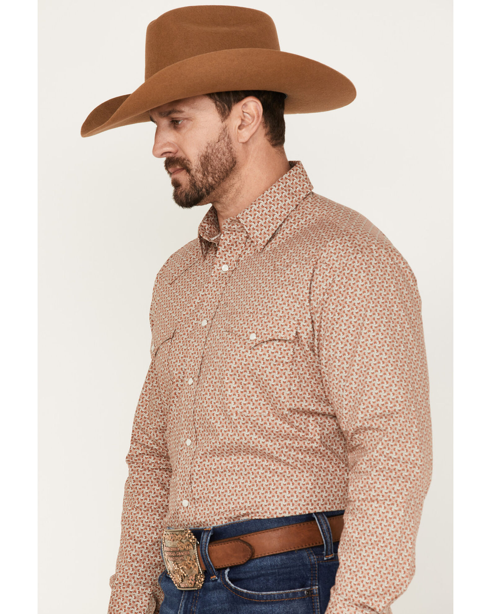 Rough Stock By Panhandle Mens Geo Print Long Sleeve Stretch Western
