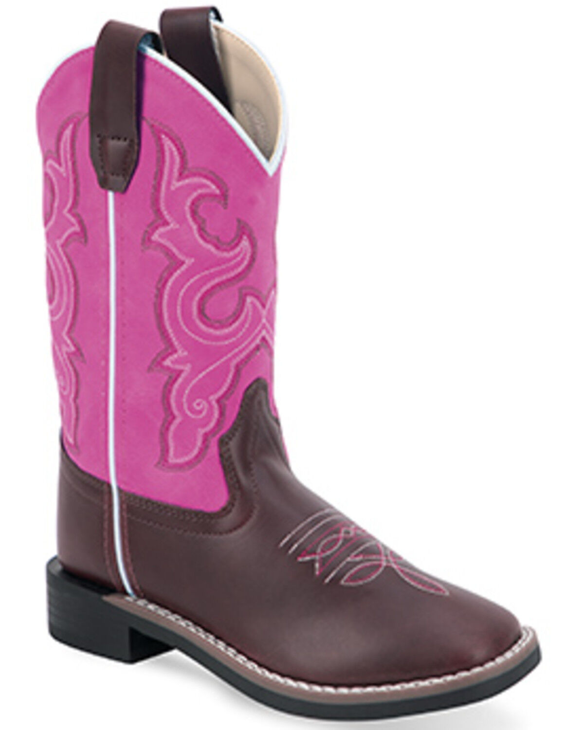 Old West Little Girls' Western Boots - Broad Square Toe, Pink
